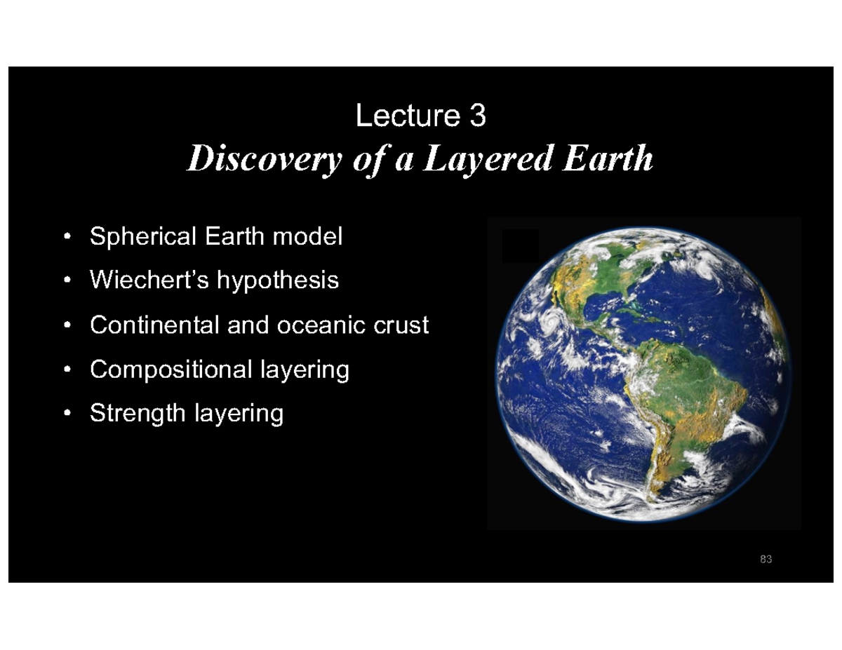 GESM150L_Lecture 3: Discovery of Earth's Layered Structure and Models ...