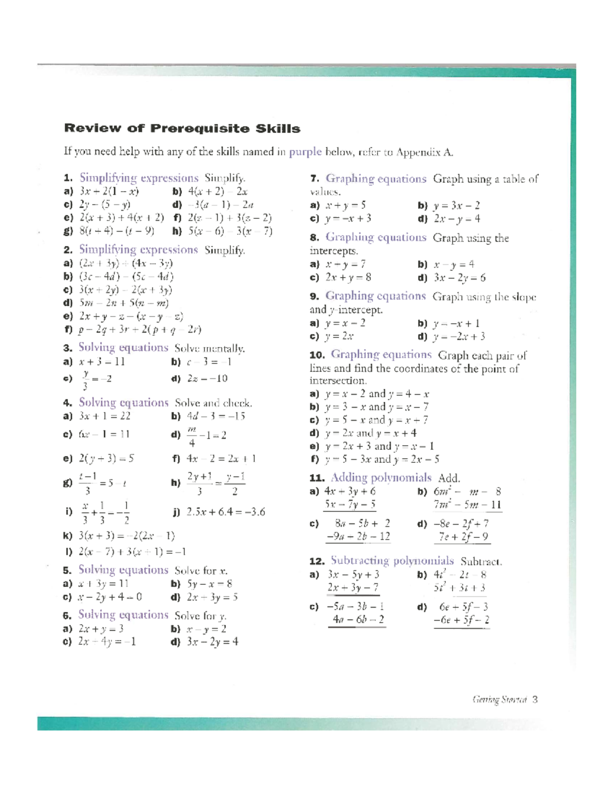 01- Prerequisite Skills Homework Review and Practice - Studocu