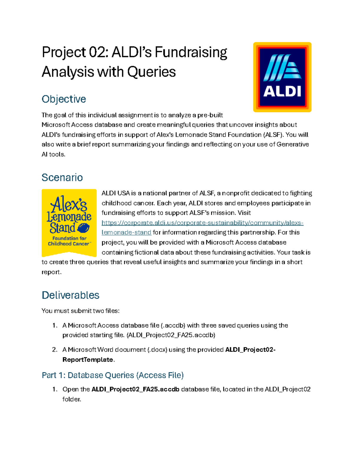 ALDI K201 Project 02: Fundraising Analysis & Query Insights - Studocu