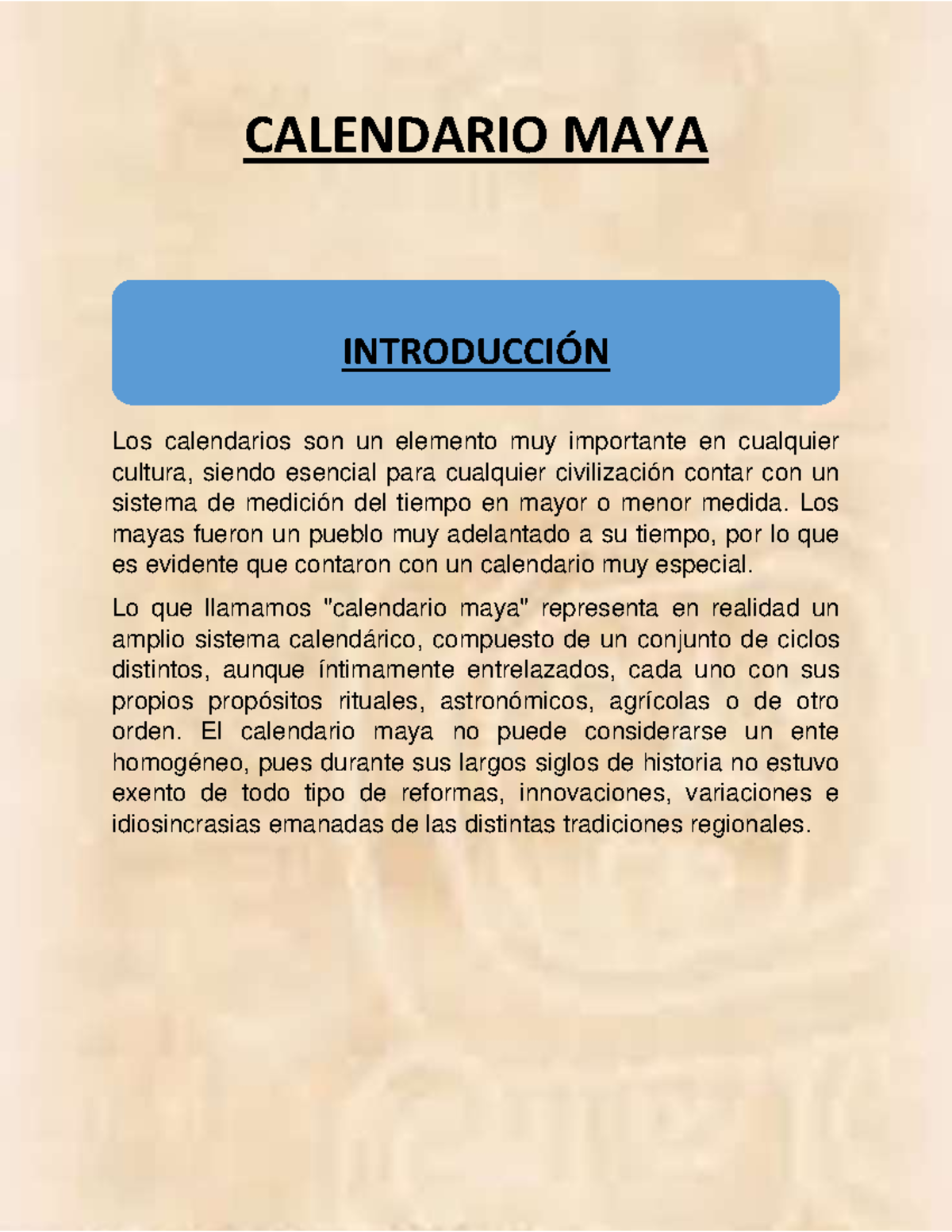 Calendario Maya: Introducción y Sistemas (MAYA1) - Studocu
