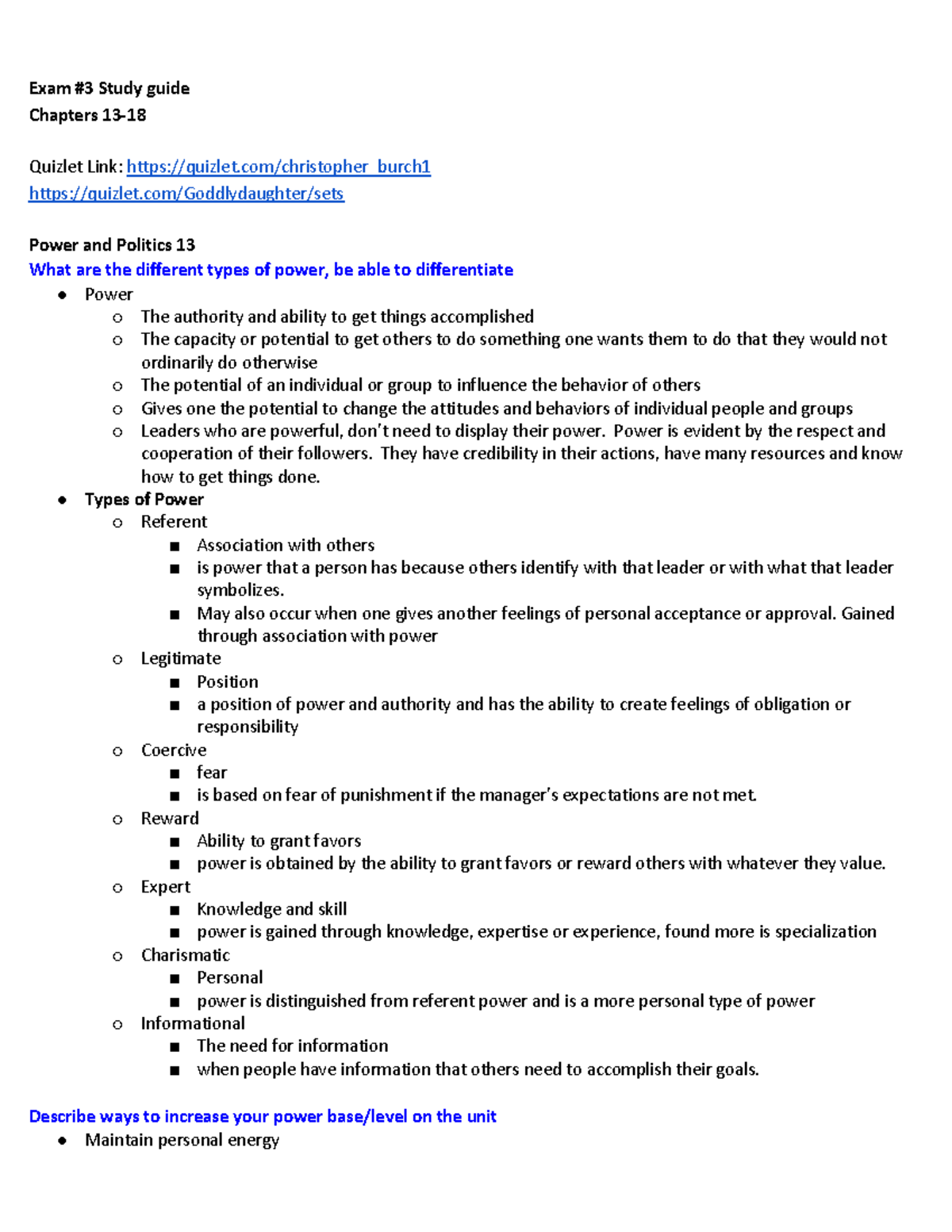 Leadership Exam 3 Study Guide: Power Dynamics & Nursing Strategies ...