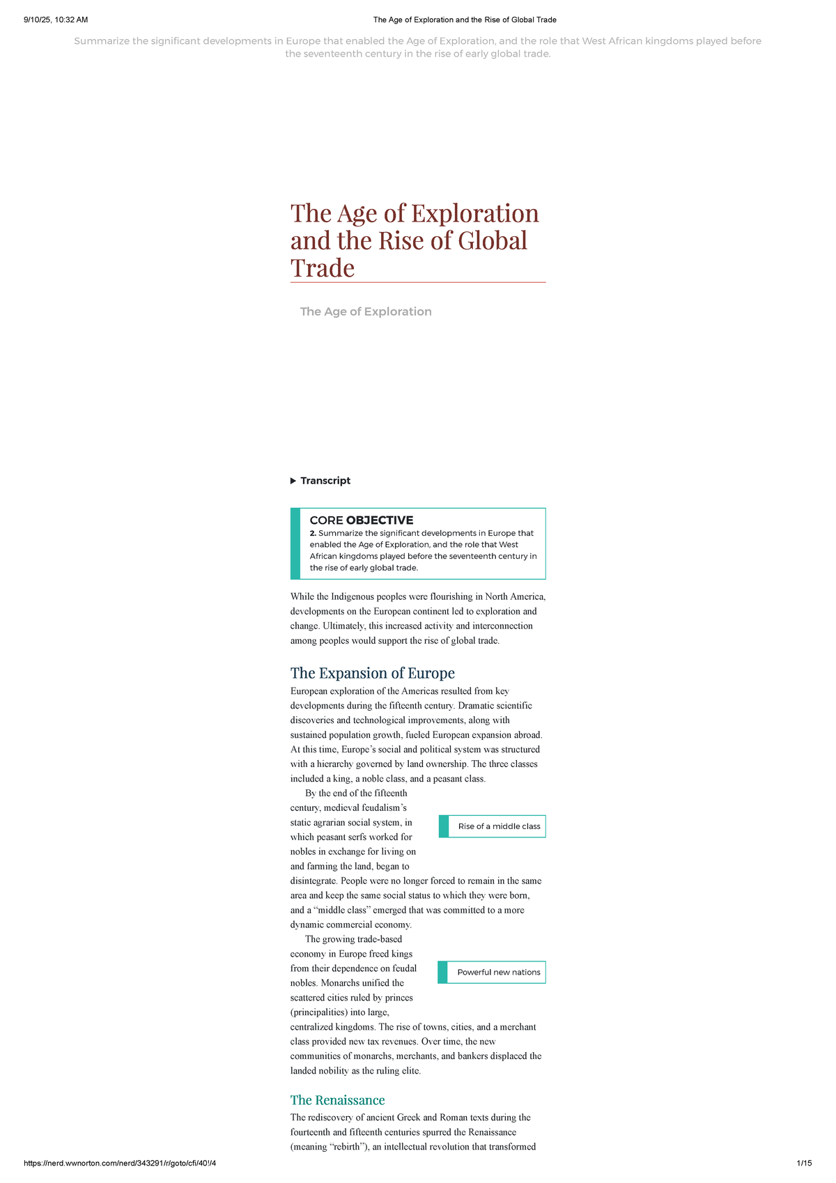 HIST 101: The Age of Exploration & Global Trade Developments - Studocu