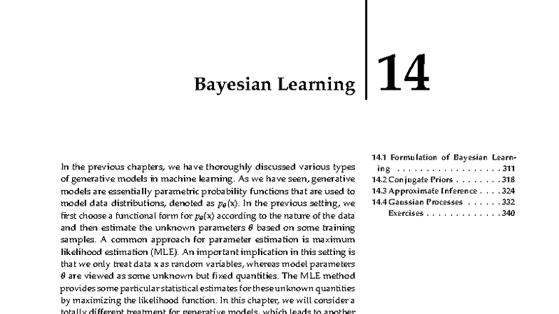 Bayesian Learning: Generative Models and Inference Techniques - Studocu
