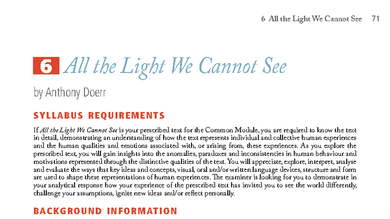HSC English Common Module: All the Light We Cannot See - Syllabus ...