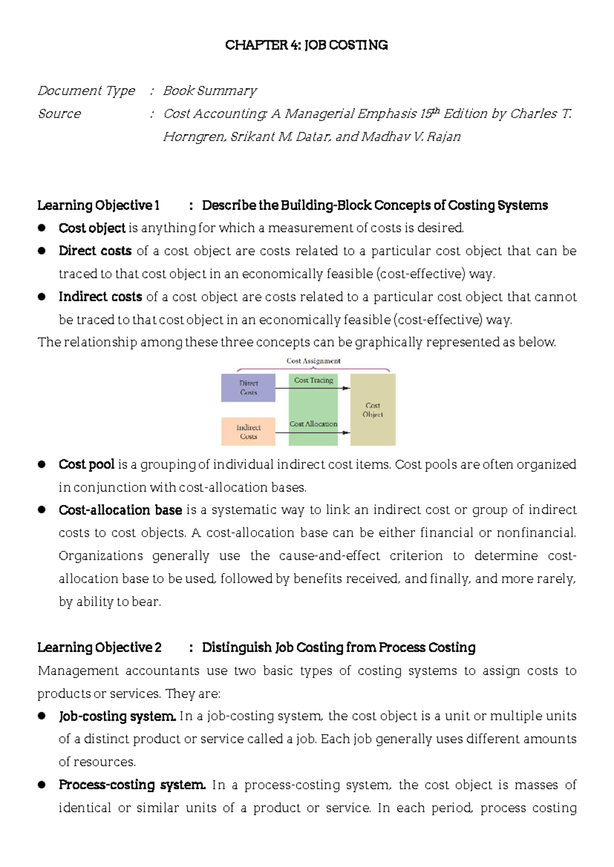 Job Costing Summary: Key Concepts & Systems Overview - Studocu