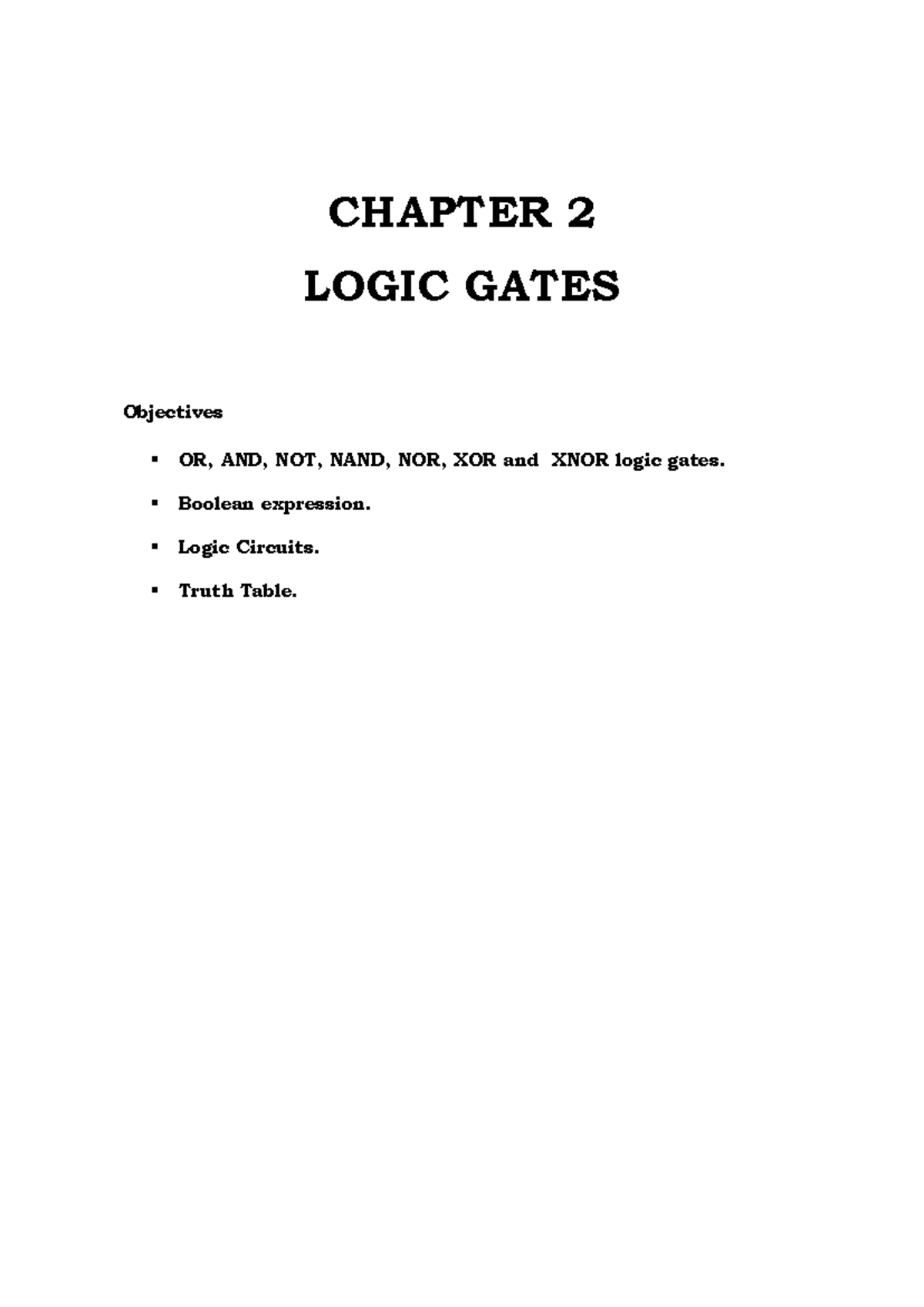 Chapter 2 - Itt270: Logic Gates, Truth Tables, and Boolean Expressions ...