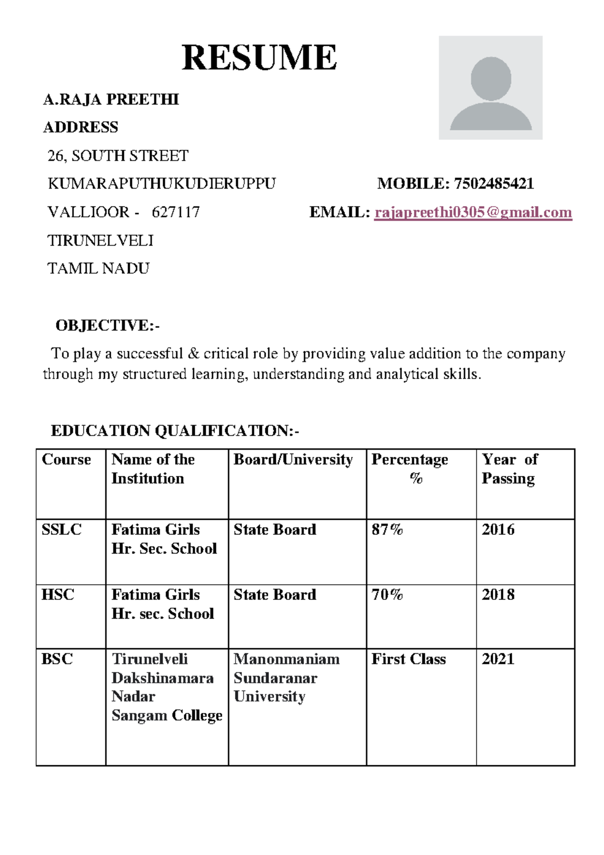 Resume 1 - A PASSIONATE AND DEDICATED BSC MATHS GRADUATE TO ACHIEVE ...
