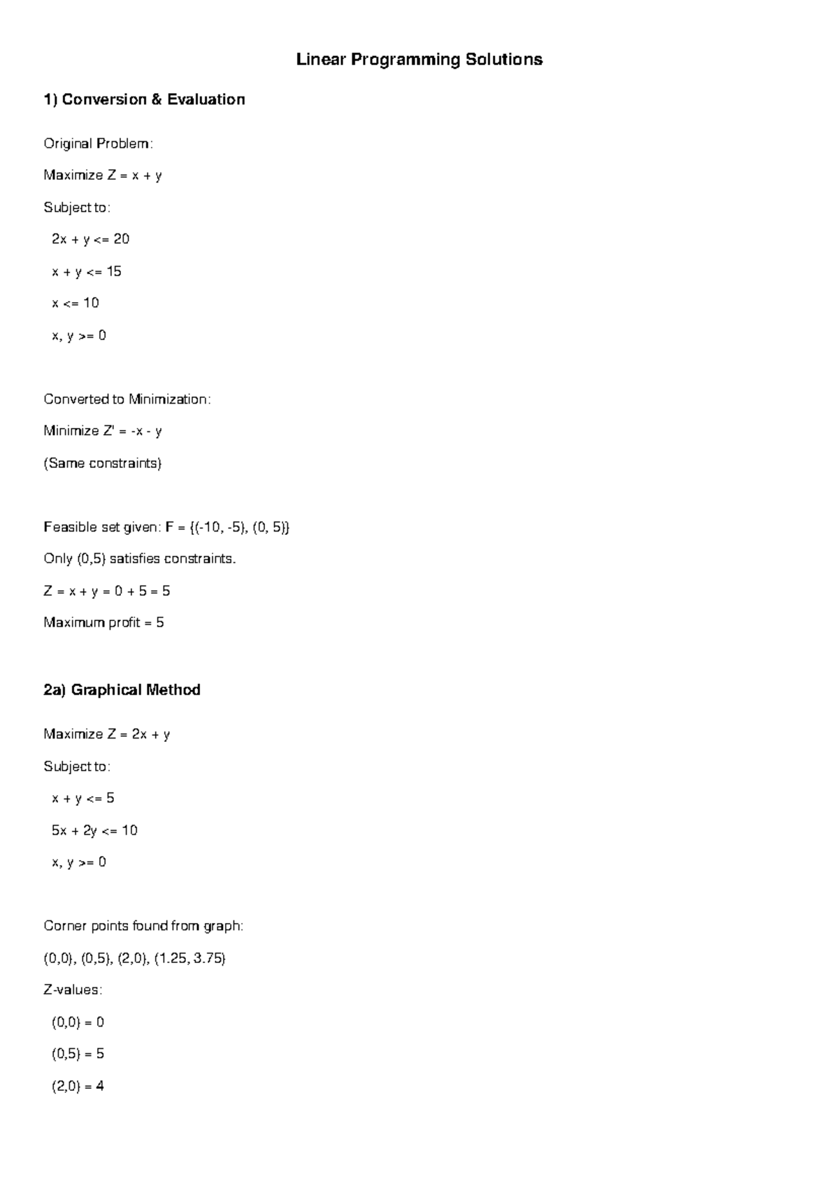 Linear Programming Solutions (Course Code: LP-3) - Methods ...