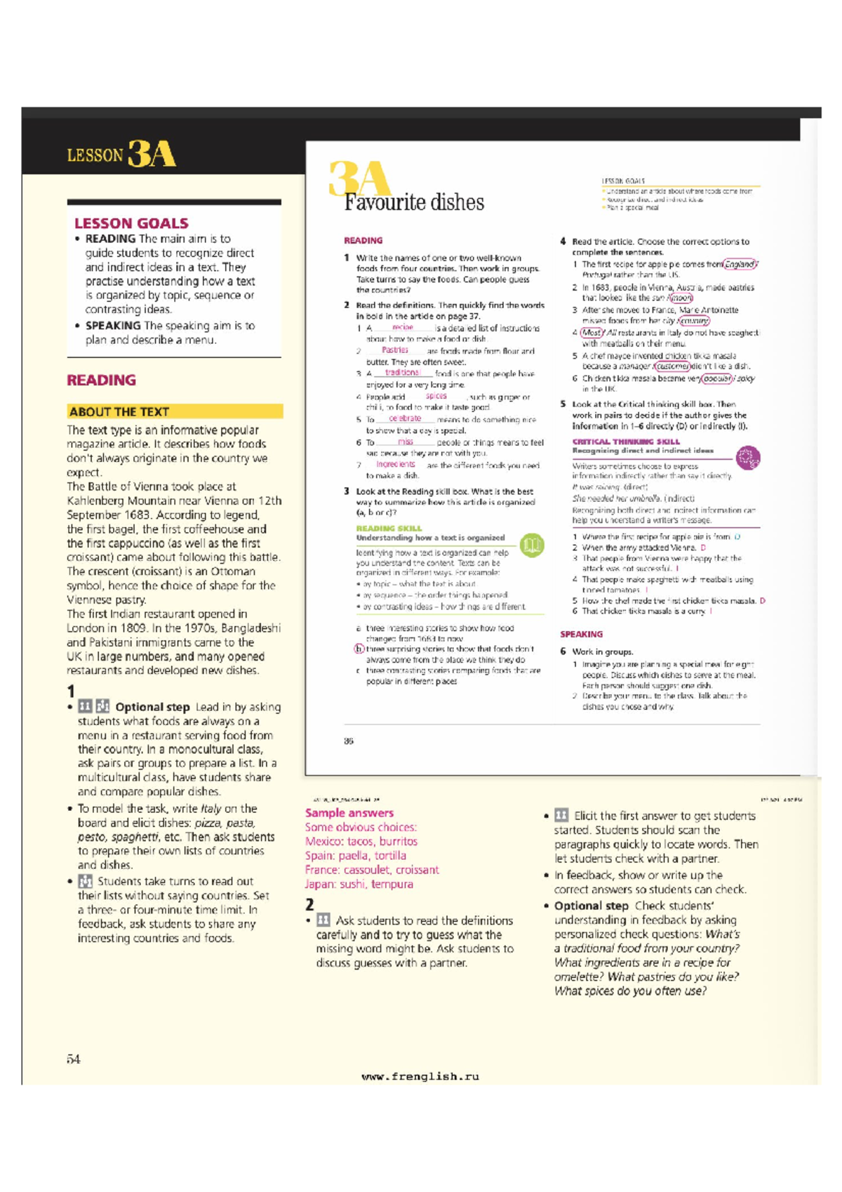 TB-3A Lesson Goals: Understanding Food Origins and Menu Planning - Studocu