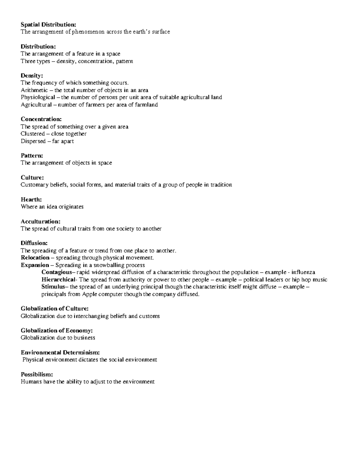 Human Geography Unit 3: Spatial Patterns & Population Dynamics - Studocu