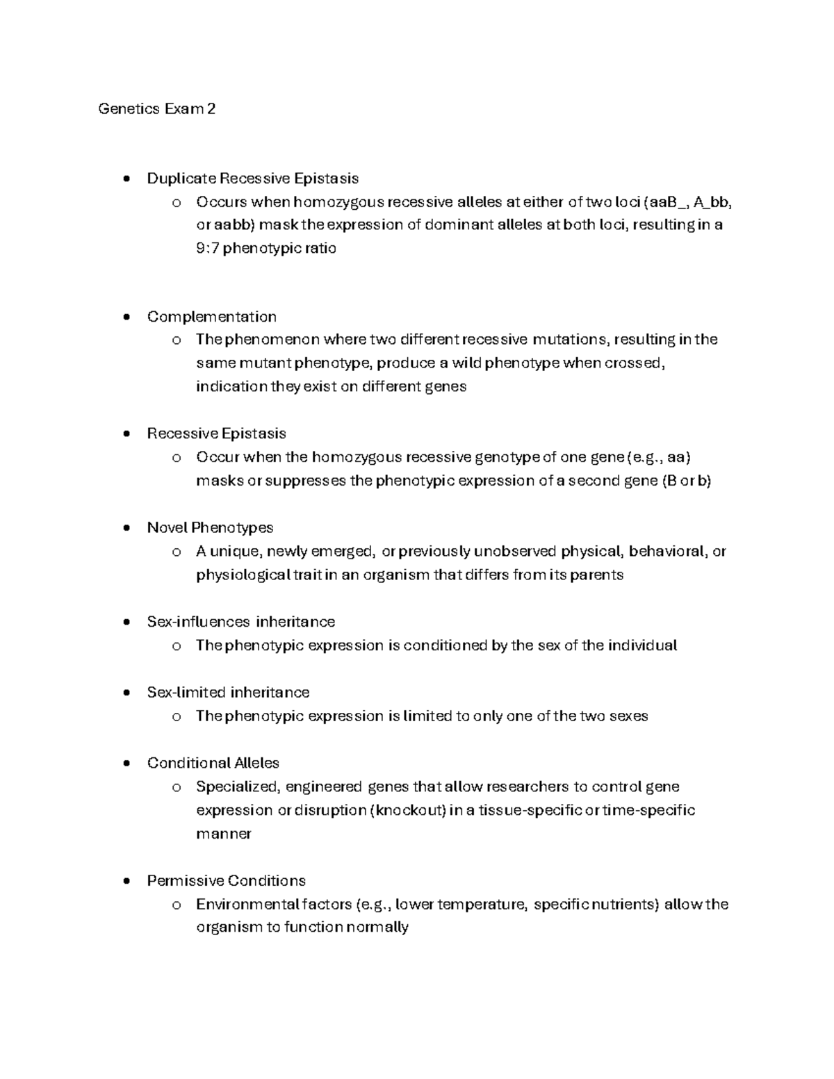 Genetics Exam 2 Study Guide - Studocu
