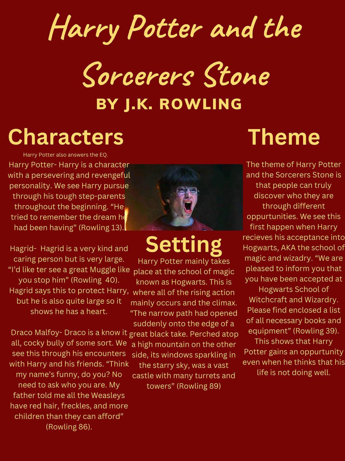 Harry Potter and the Sorcerers Stone - ROWLING Harry Potter- Harry is a ...
