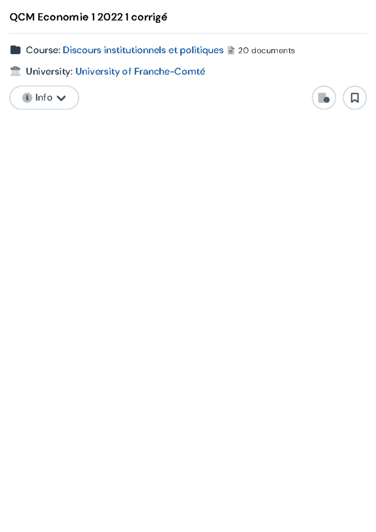 Corrigé QCM Economie 1 - 2022 - Exam Semestre 2 - U. Franche-Comté - Studocu