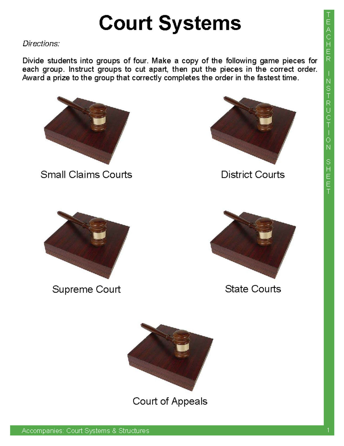 Court Systems - practice - T E A C H E R I N S T R U C T I O N S H E E ...