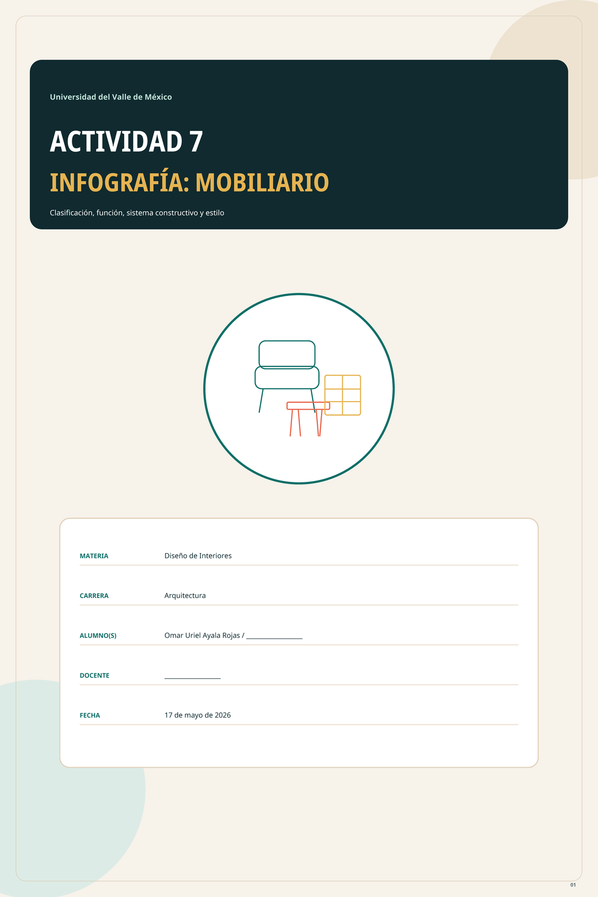 Actividad 7: Infografía sobre Mobiliario en Diseño de Interiores UVM ...