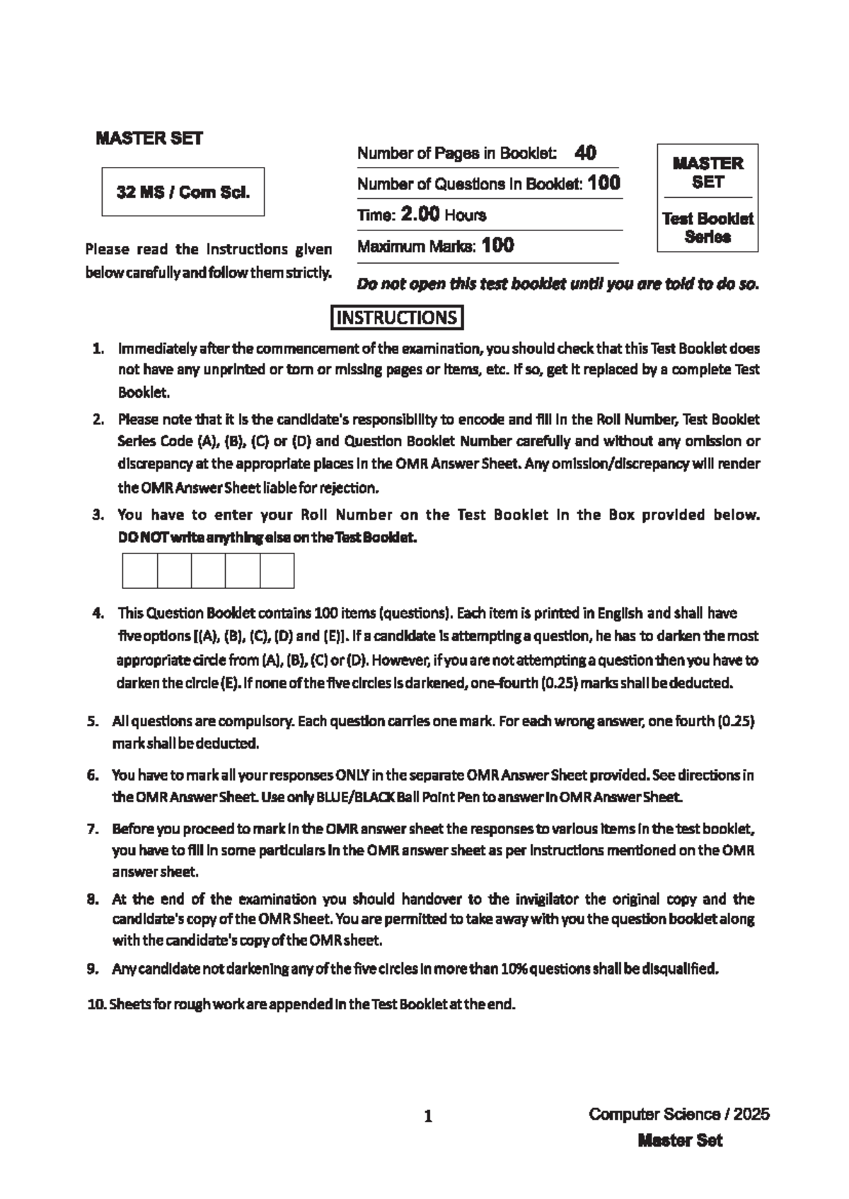Master Question Paper for AK AP CS - June 15, 2025 - Studocu