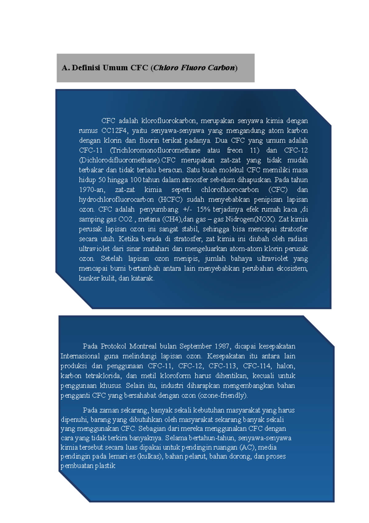 Artikel Tentang CFC: Dampak dan Penanggulangan Kerusakan Ozon - Studocu