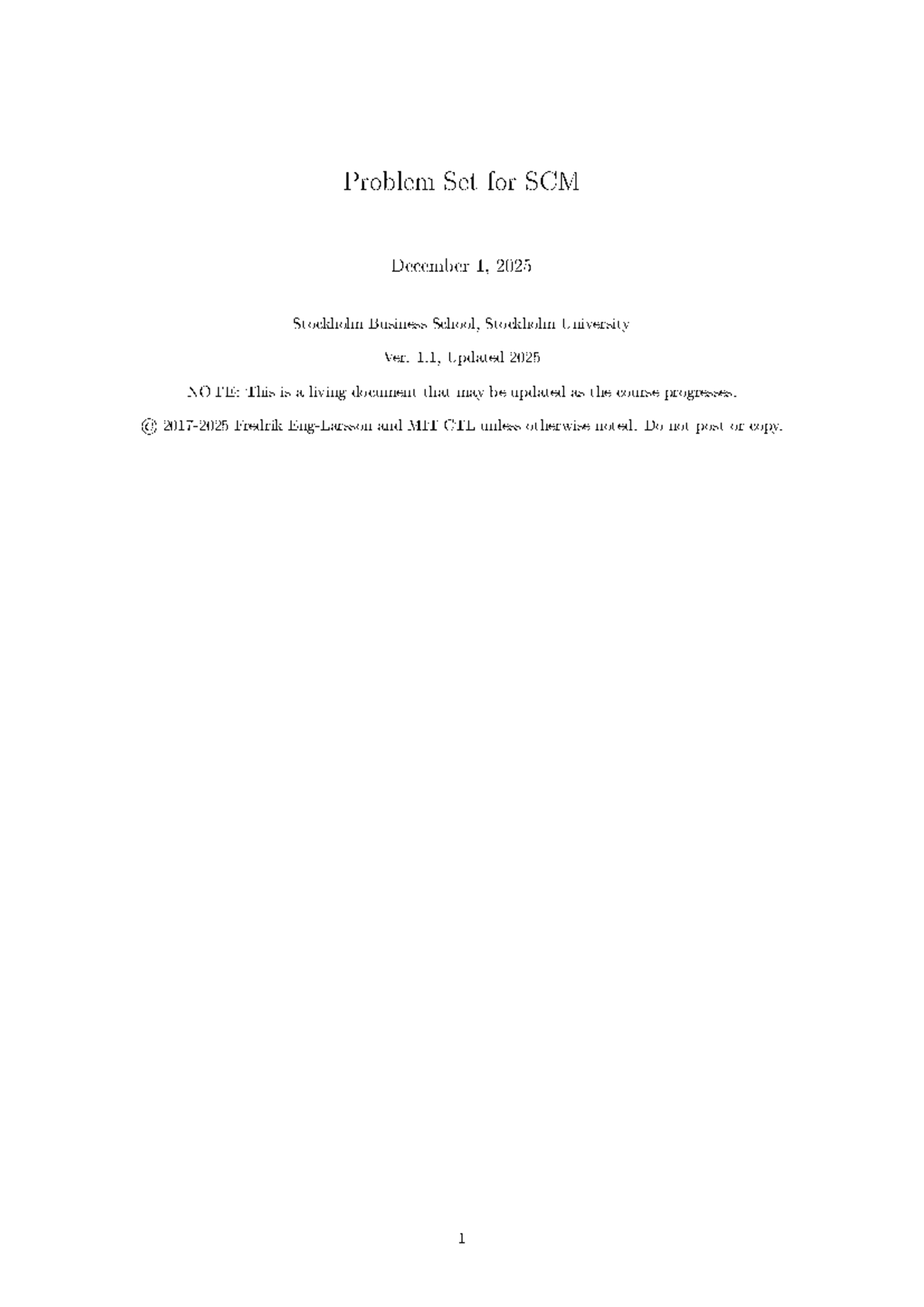 SCM Problem Set: Network Design & Optimization Strategies - Studocu