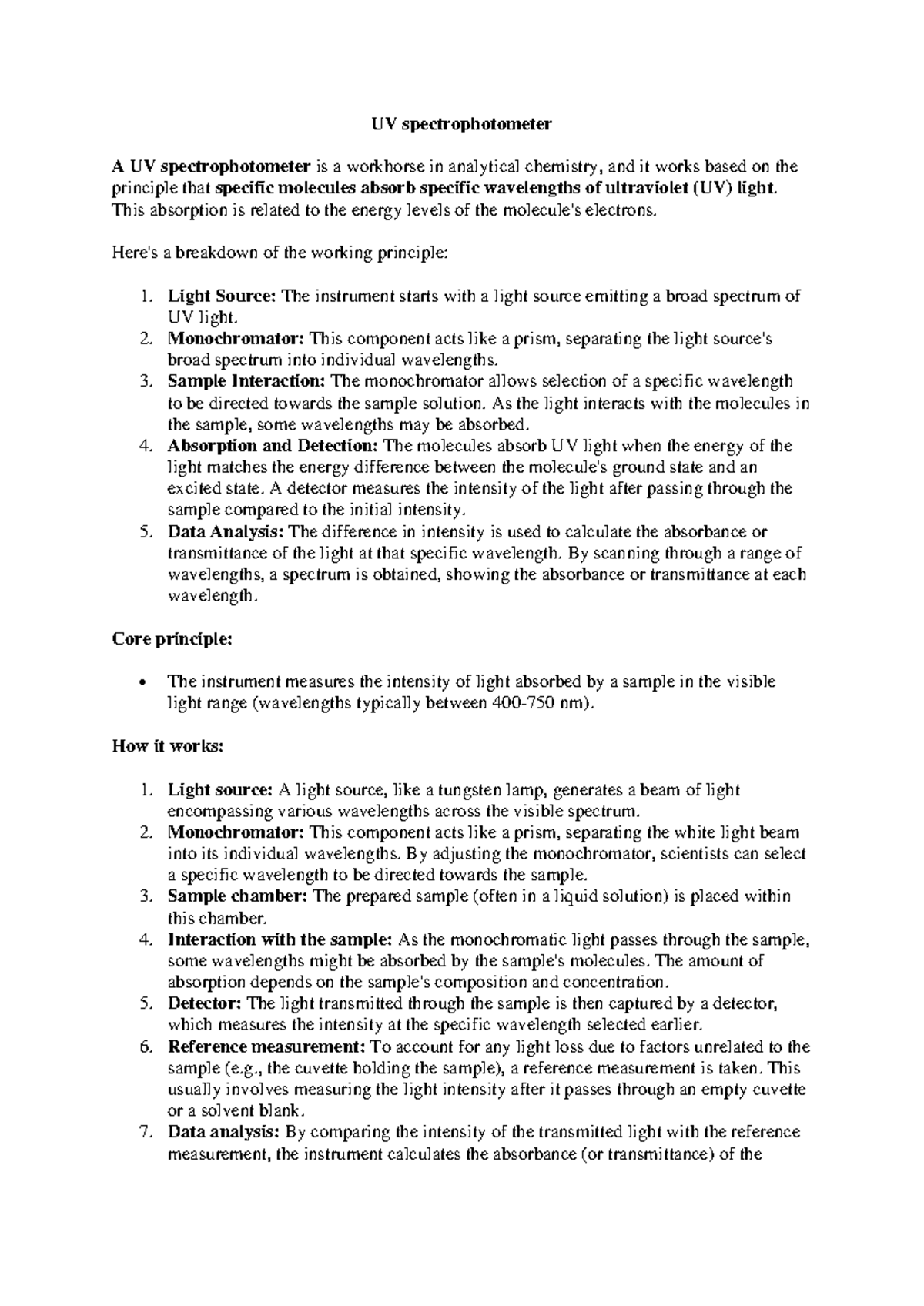 Spectrophotometer Principles and Applications - HGTf - Studocu
