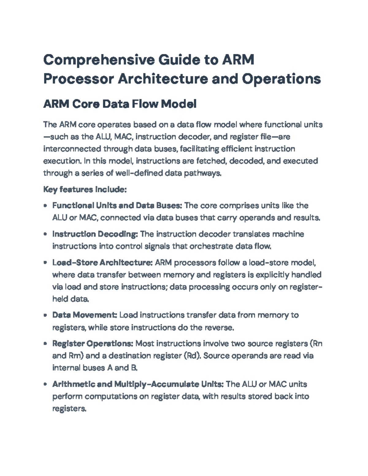 Comprehensive Guide to ARM Processor Architecture and Operations (ARM ...