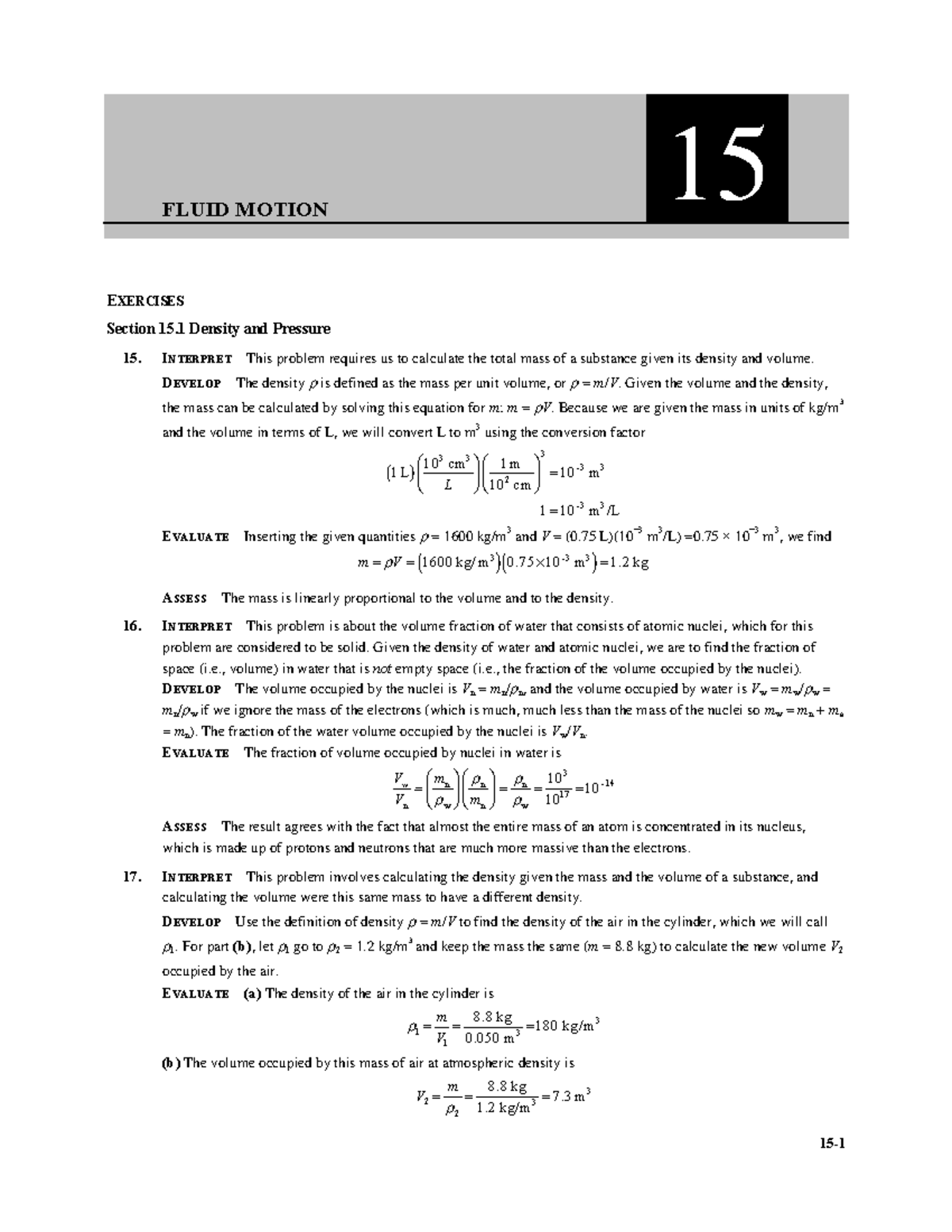 Fluid Motion Exercises: Density, Pressure, and Buoyancy (M15 WOLF57139 ...