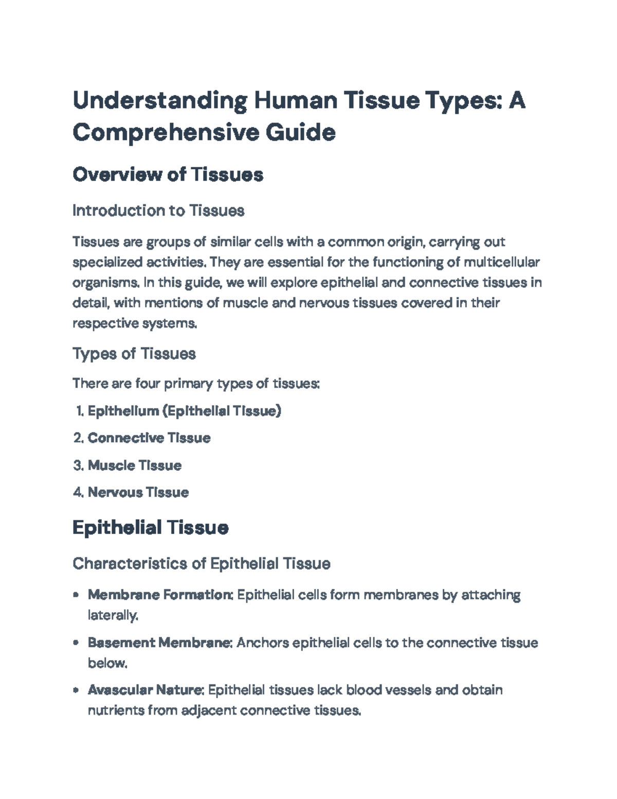 Understanding Human Tissue Types: Epithelial & Connective Tissues Guide ...