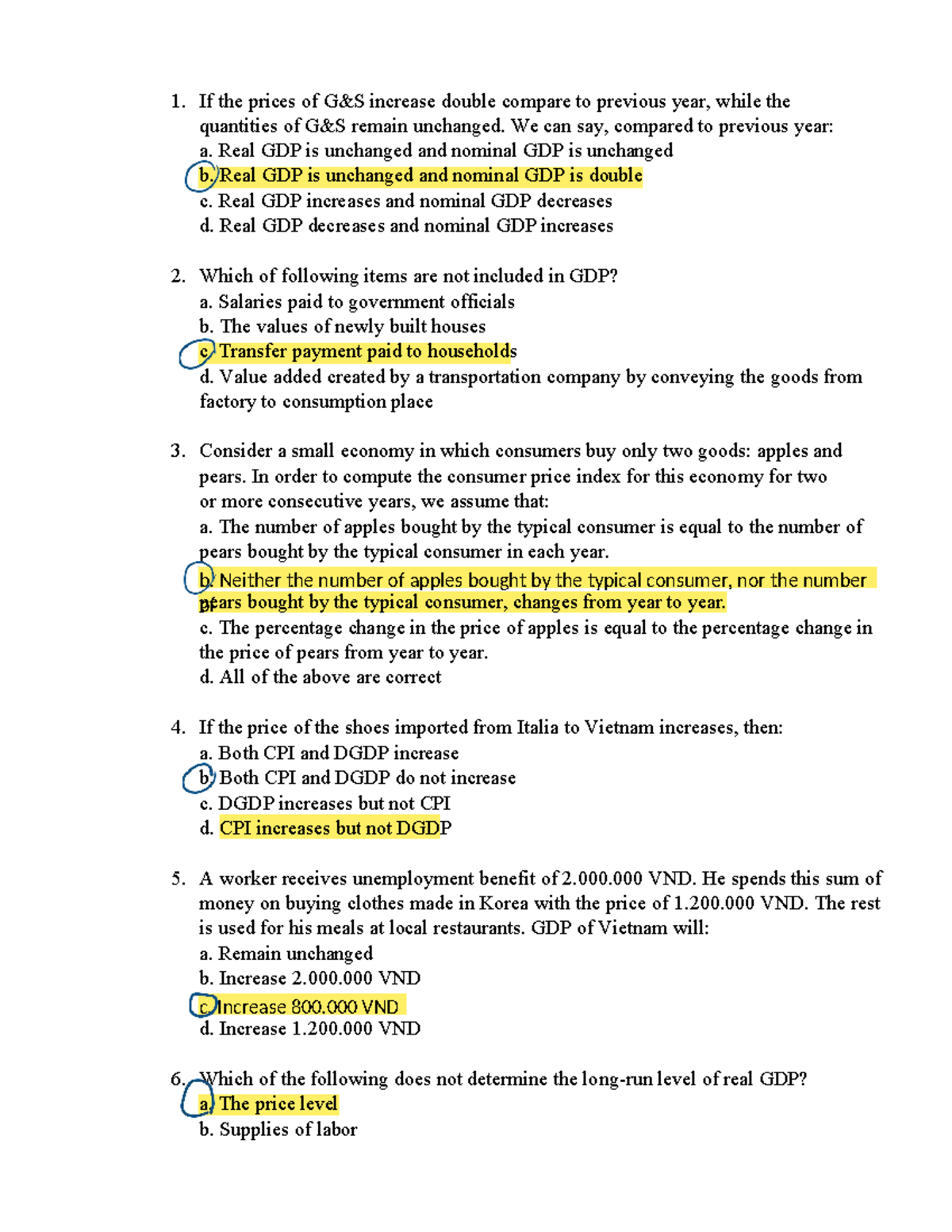 Economic Concepts and GDP Analysis: Quiz 1 (ECO101) - Studocu