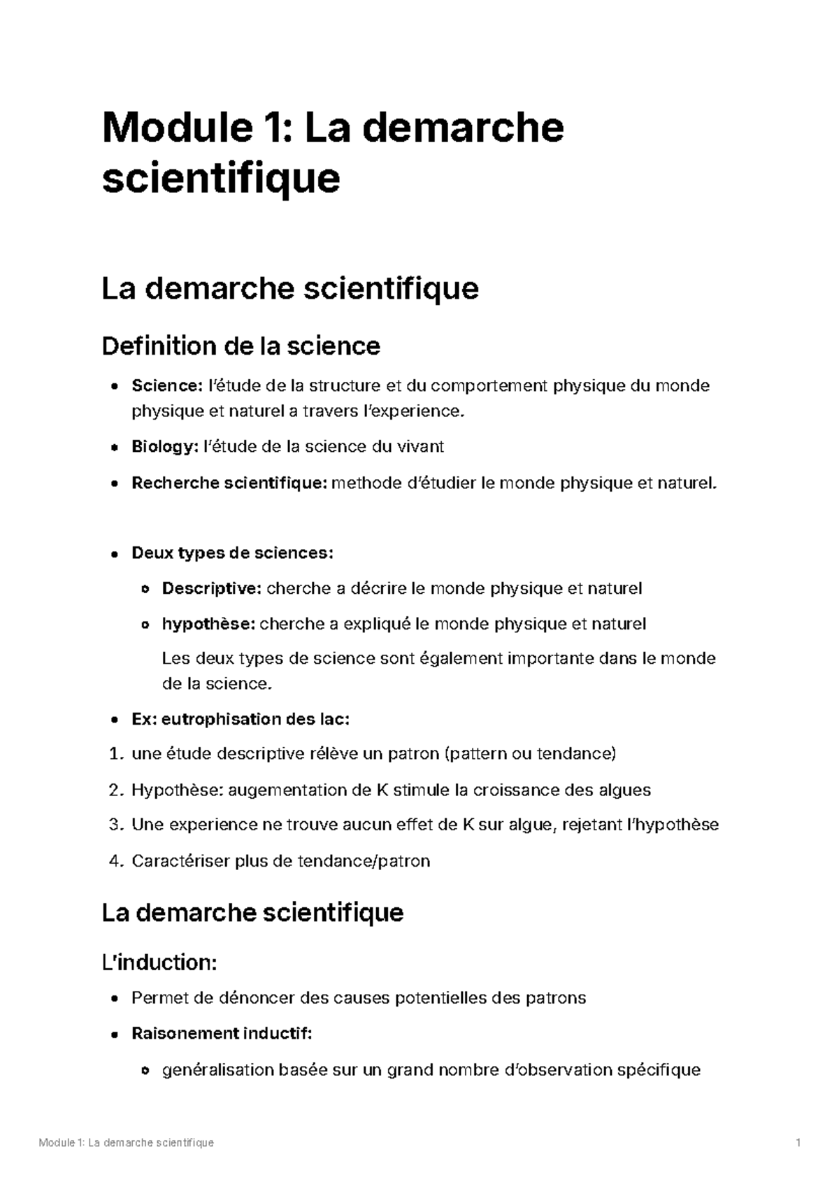 BIO1530 Module 1 La demarche scientifique - Module 1: La demarche ...