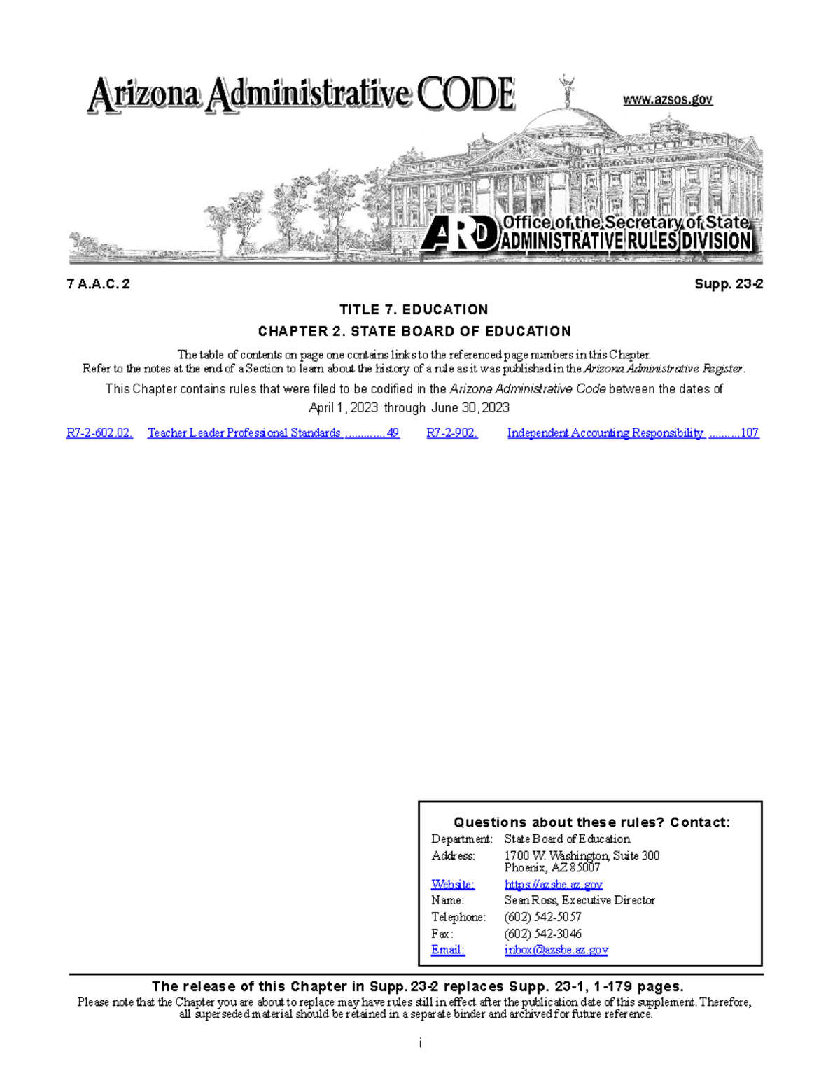 Arizona Administrative Code - i Please note that the Chapter you are ...