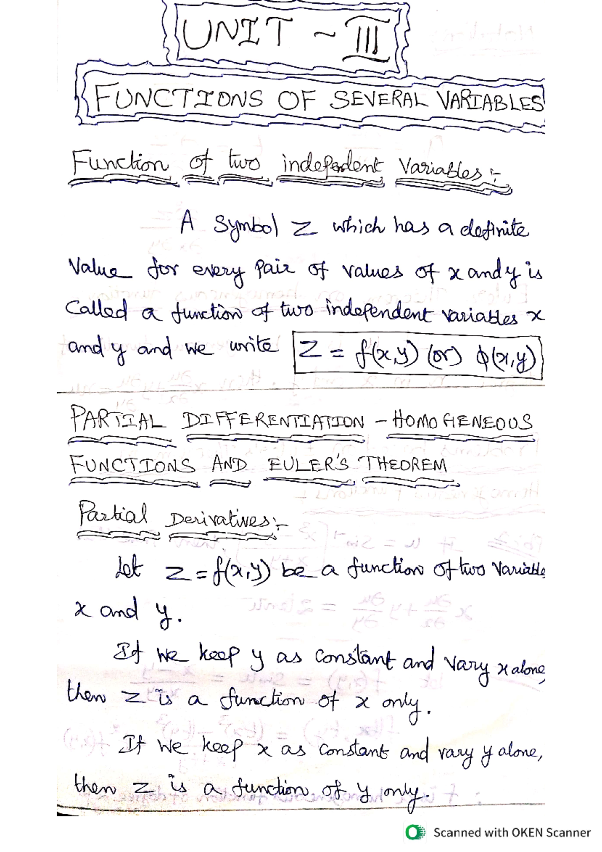 Functions Of Several Variables Unit Functions Of Several Variables 3149
