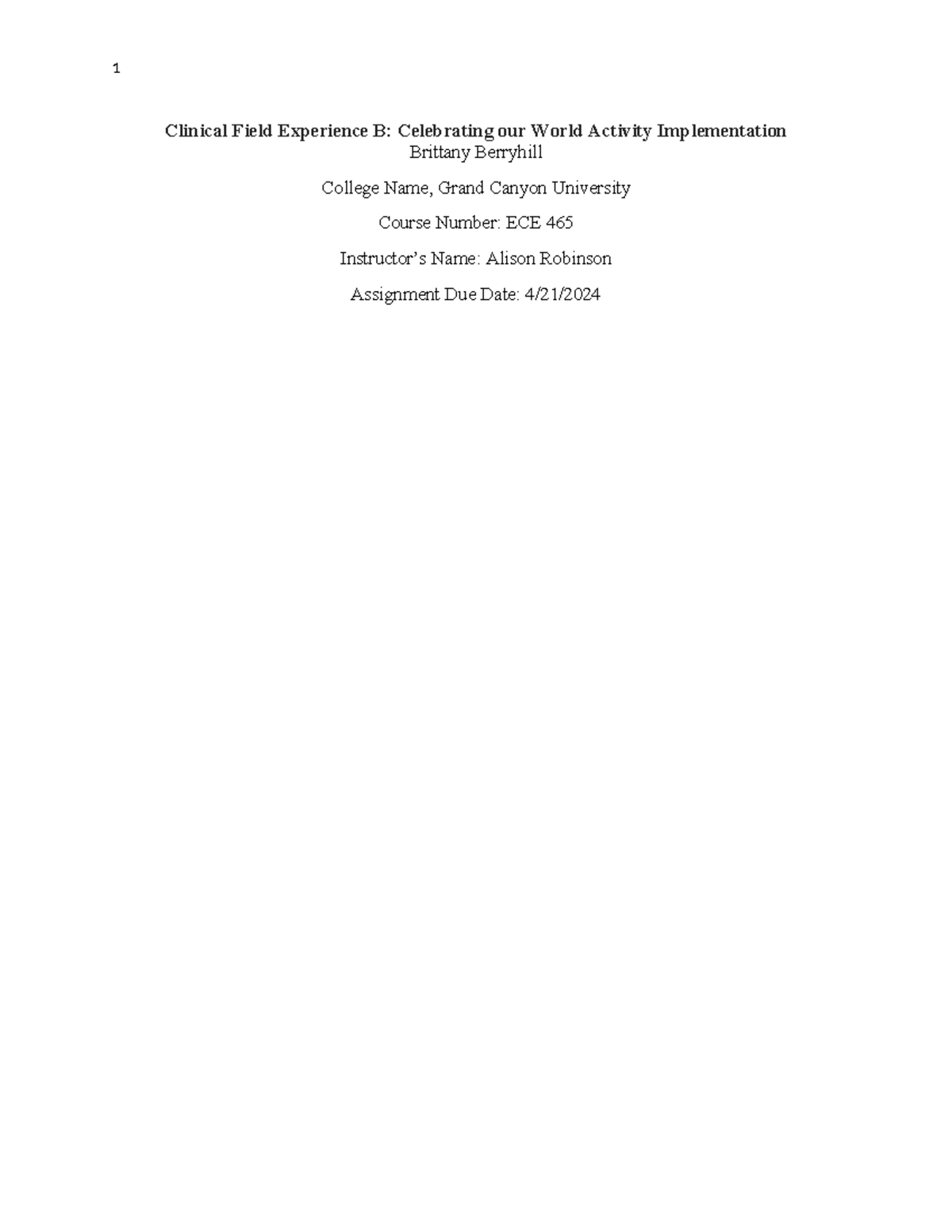 ECE 465 Final Project: Implementing Celebrating Our World Activity ...