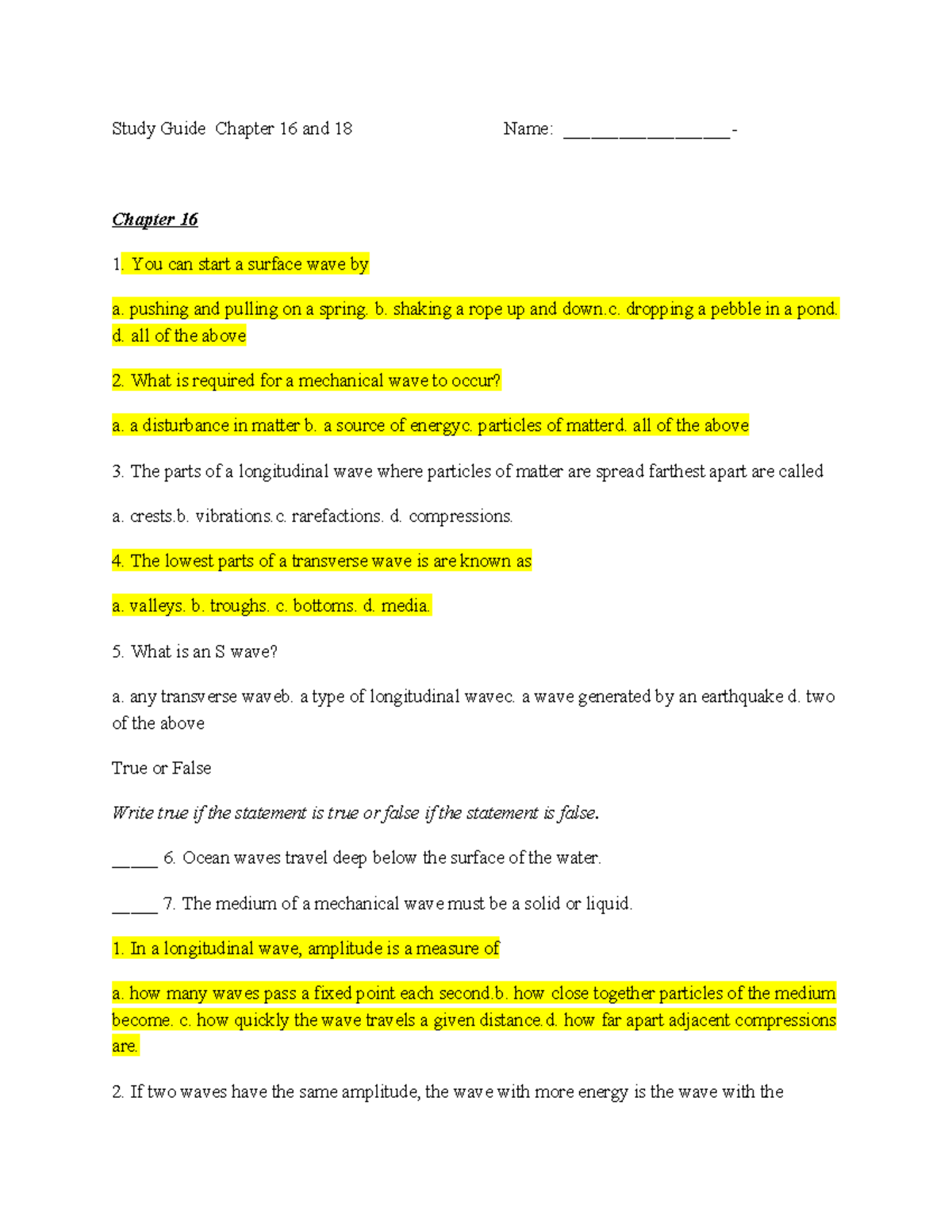 Ch 16 & 18 Study Guide: Waves and Their Properties - Studocu
