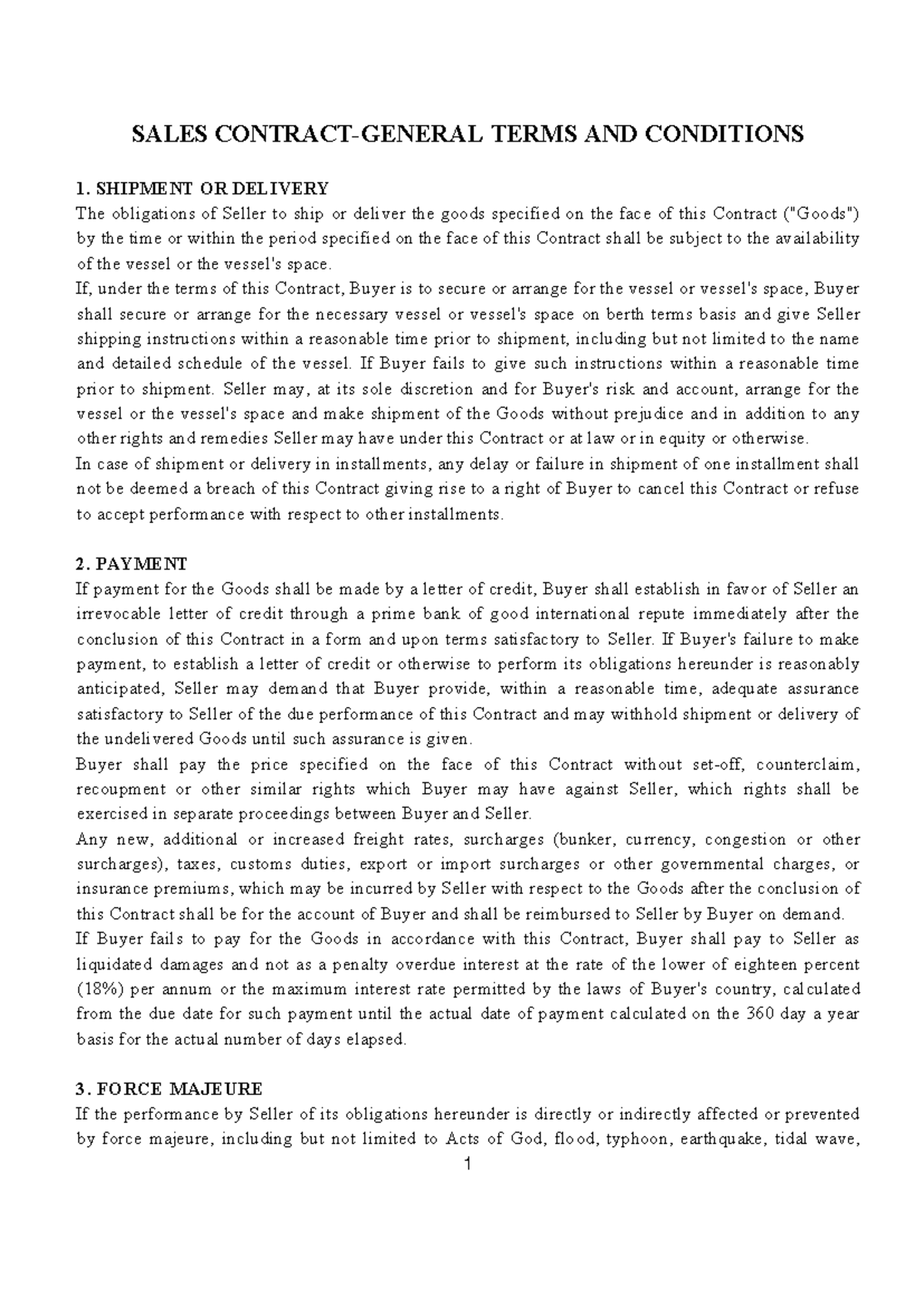 Sample of sale and purchase contracts - SALES CONTRACT-GENERAL TERMS ...