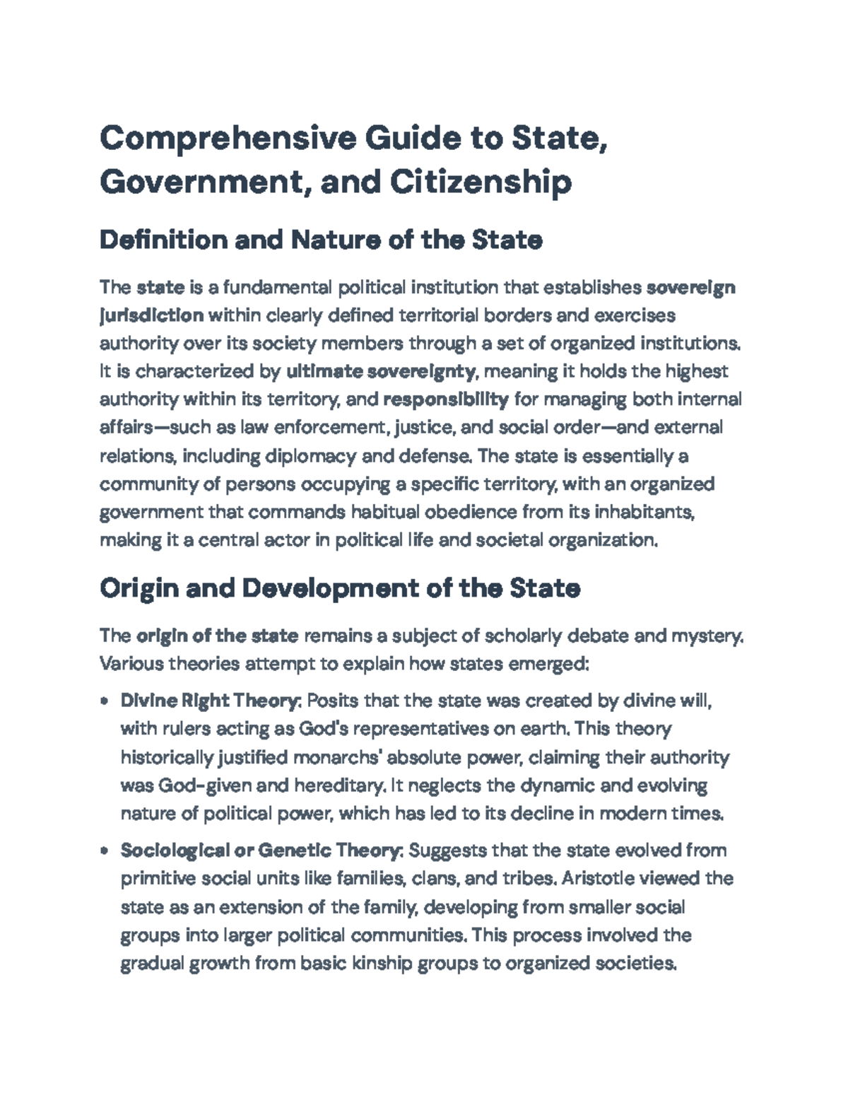 Comprehensive Overview of State, Government, and Citizenship (PLS 101 ...