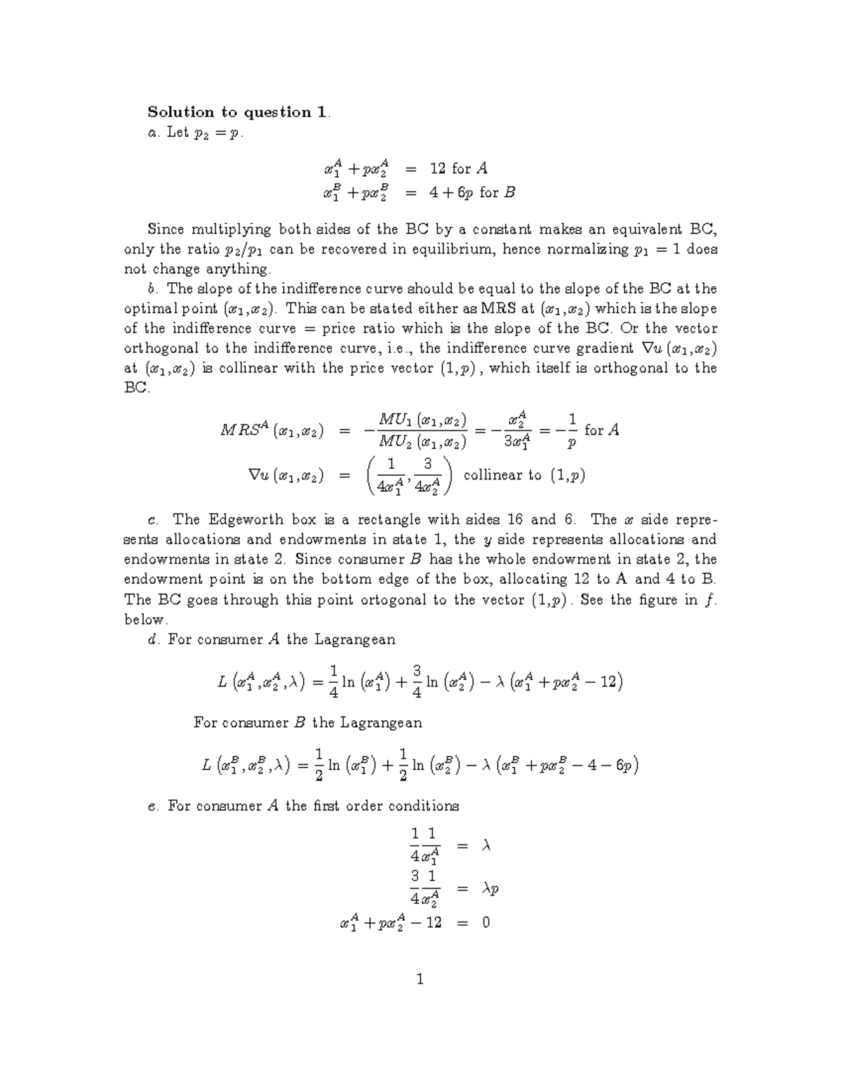 Midterm 1 practice exam solutions 2021-1 - Solution to question 1. a:Letp 2 =p: xA 1 +pxA 2 ...