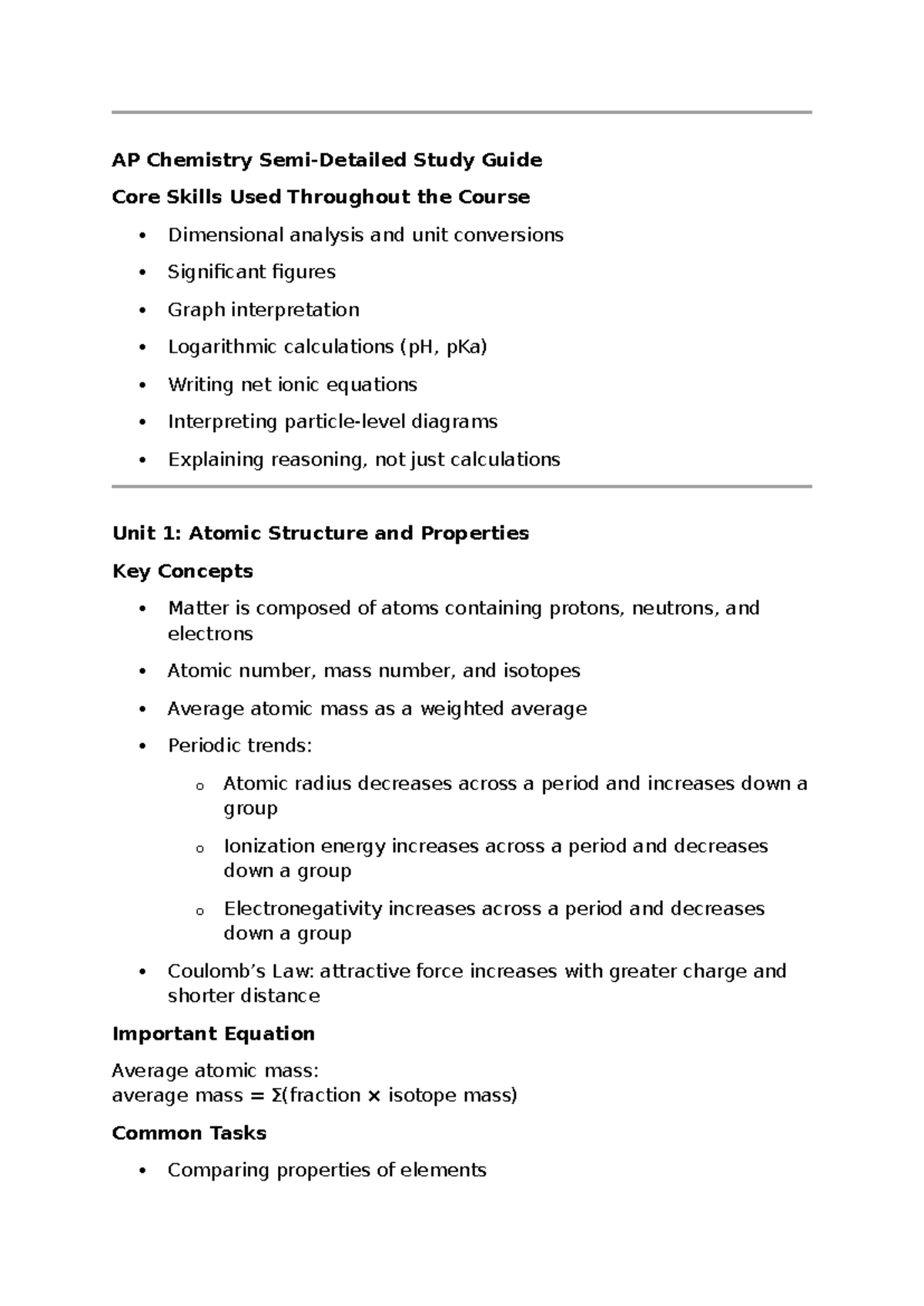 AP Chemistry Study Guide: Core Skills & Key Concepts - Studocu