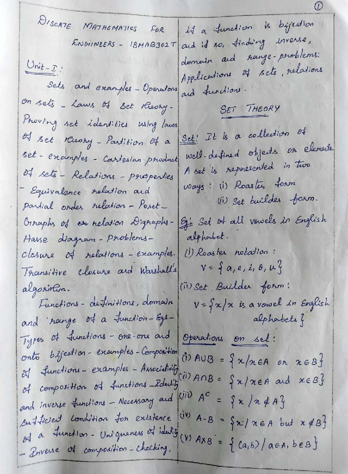 1 DISCRETE MATHEMATICS FOR ENGINEERS 18MAB302T: Key Concepts and ...