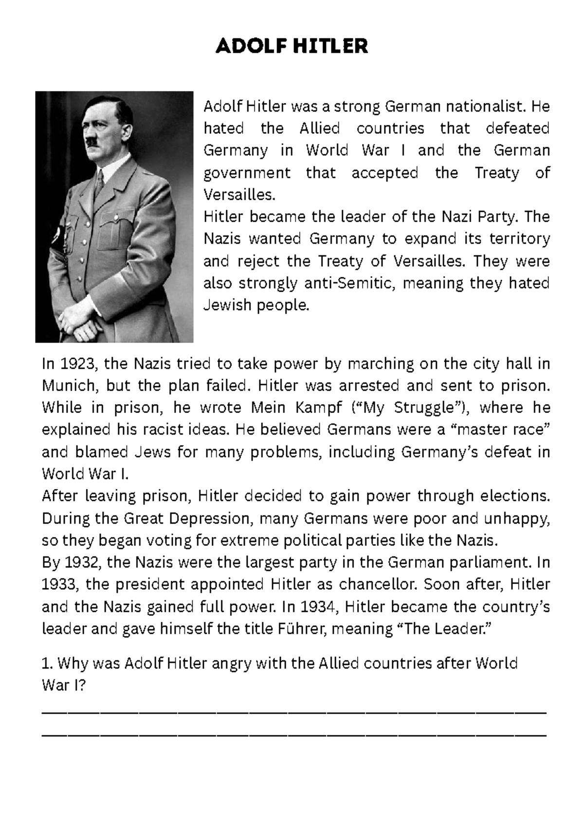 2.9. Adolf Hitler: Nationalism, Power, and Racism in Germany - Studocu