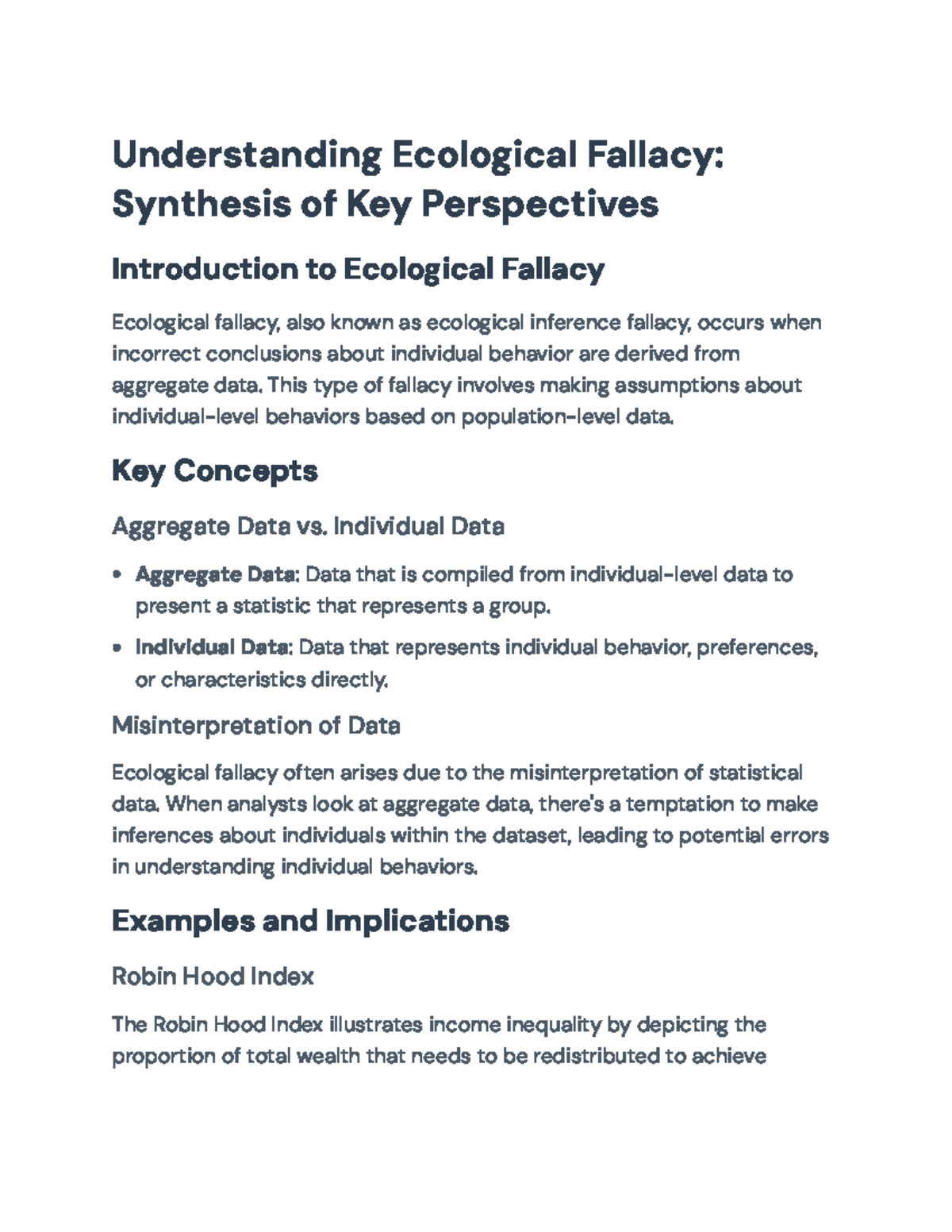 Understanding Ecological Fallacy: Key Concepts and Implications ...
