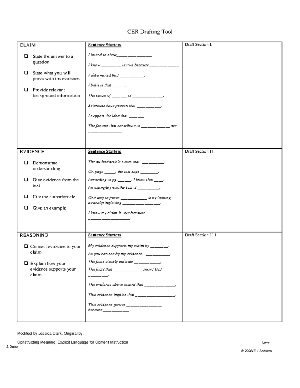 Albert Talavera - CER Drafting Tool - CER Drafting Tool CLAIM State the ...