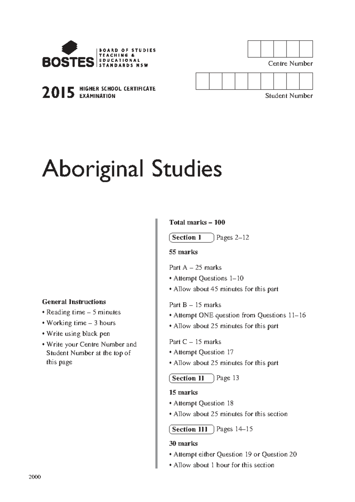 Aboriginal Studies HSC Exam 2015 - Comprehensive Guide - Studocu