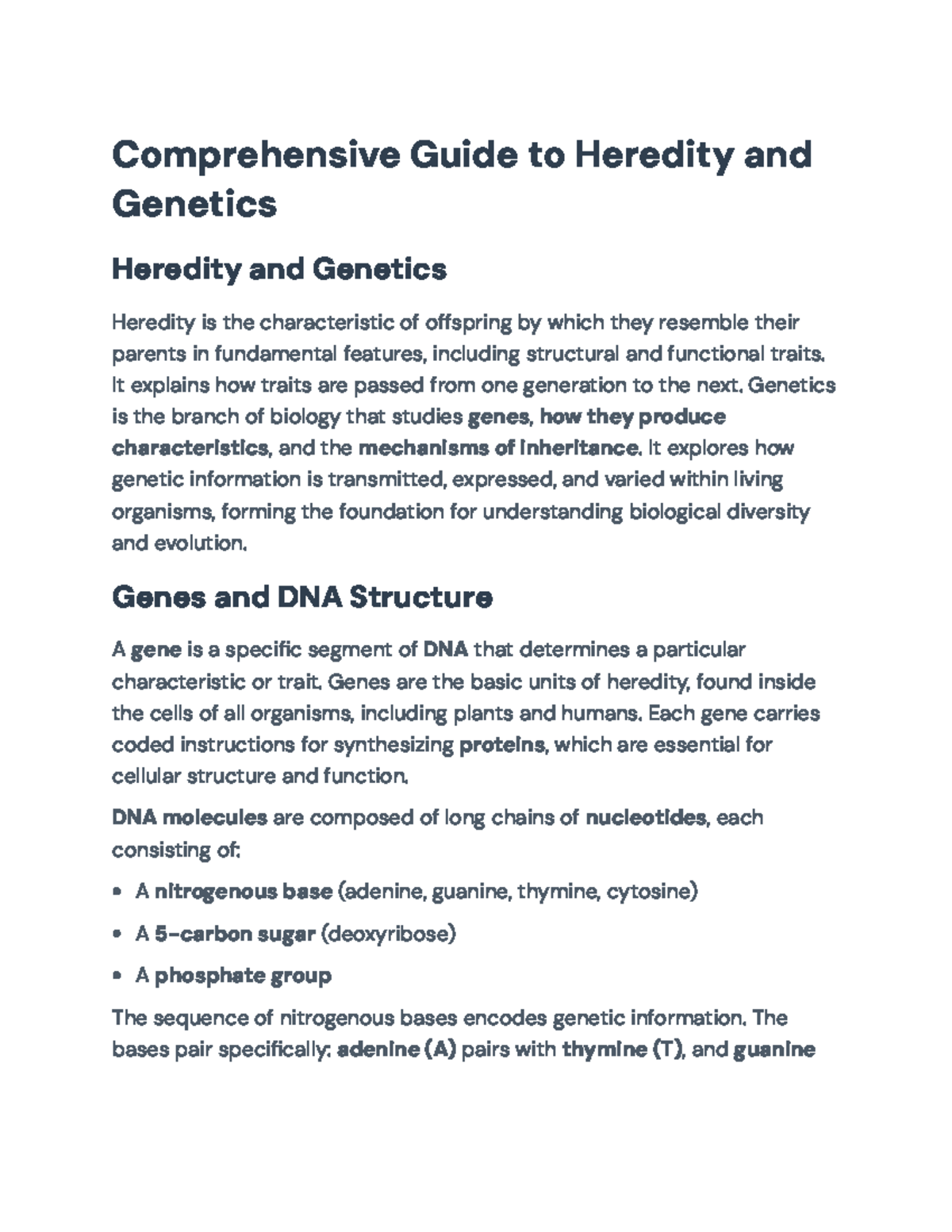 Comprehensive Review of Heredity and Genetics Concepts (BIO 101) - Studocu
