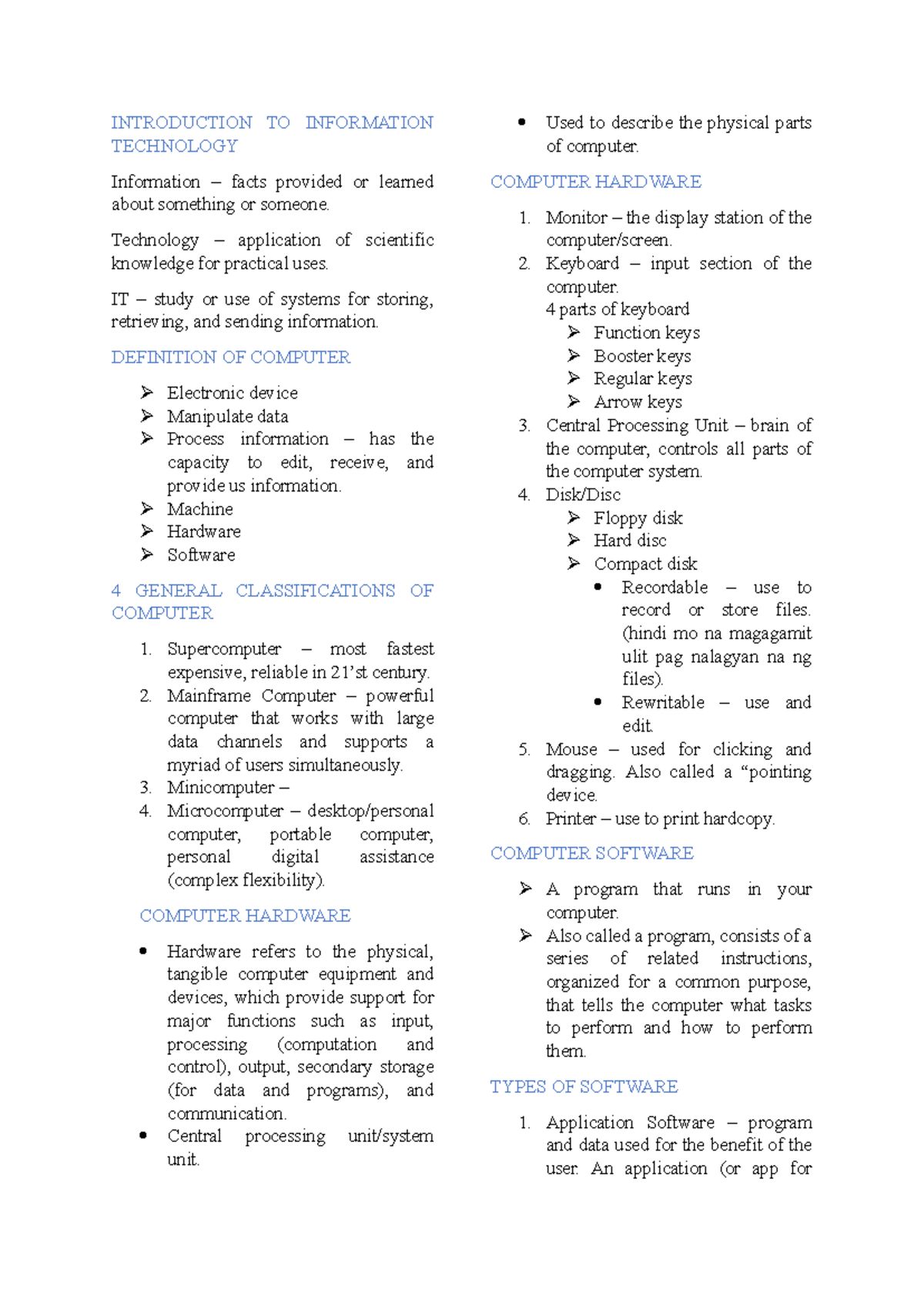 Chapter 1 - Introduction to Computing - INTRODUCTION TO INFORMATION ...