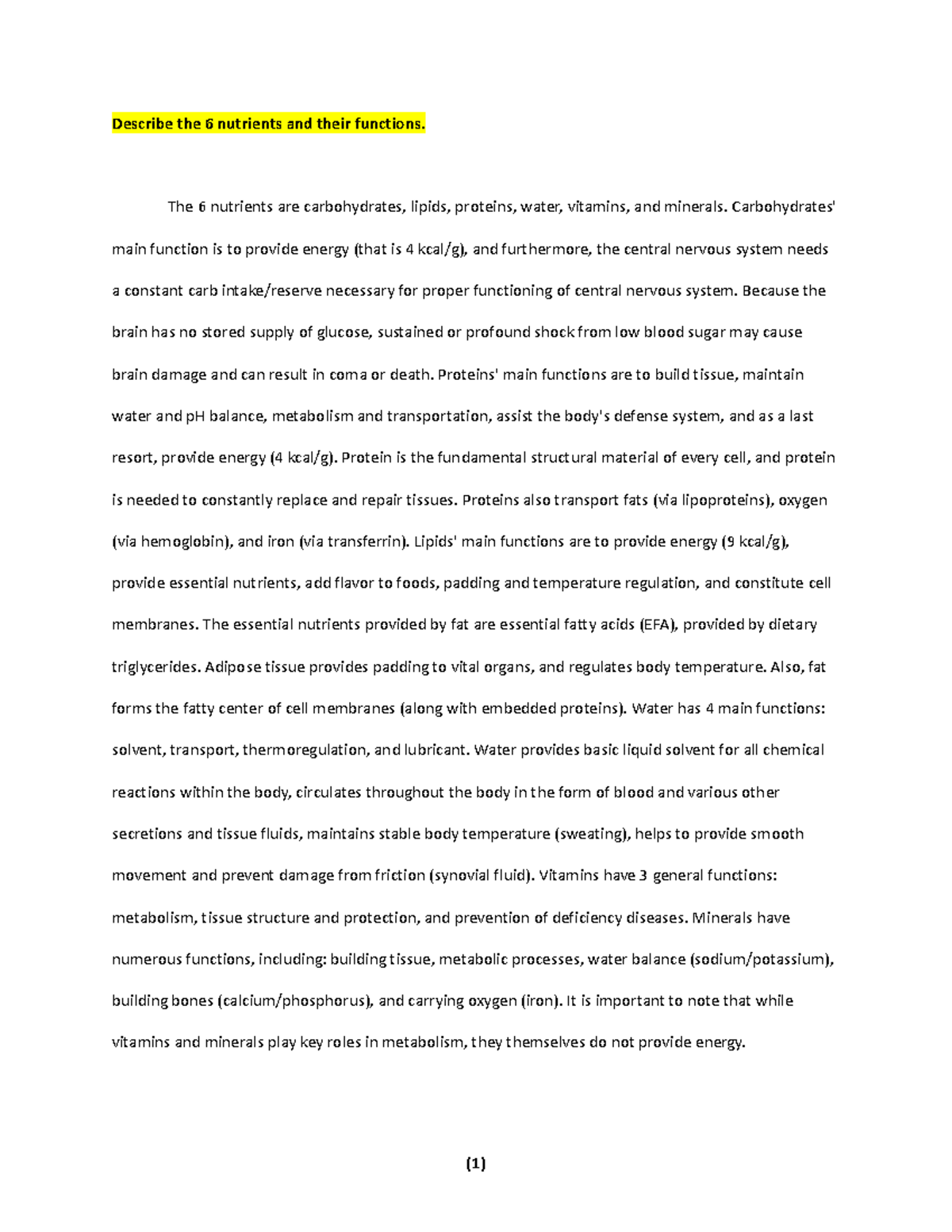 Nutrition Essay Notes: Understanding Key Nutrients & Health Standards ...