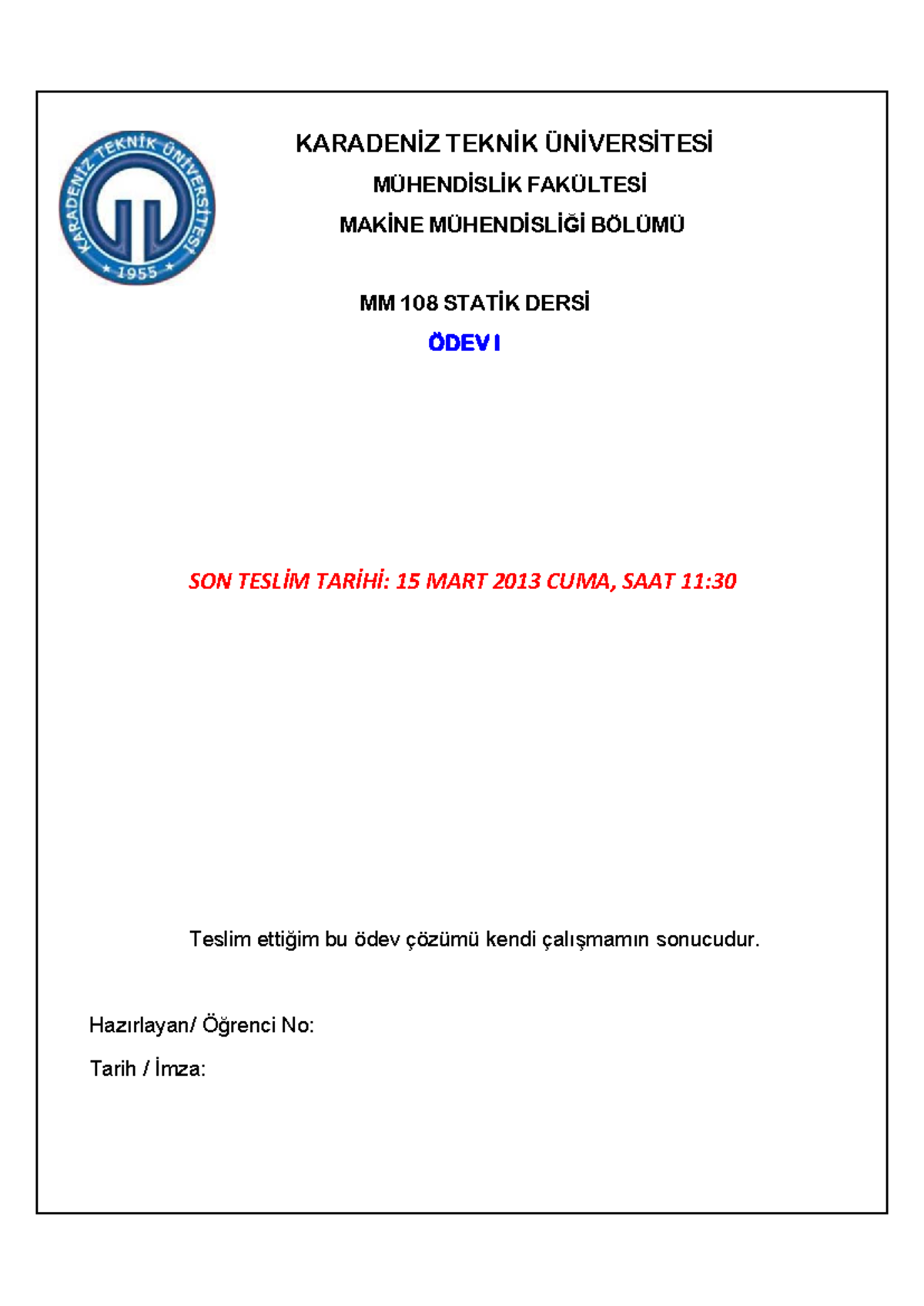 Statik-odev-1 - son - Neurological System Diseases - KARADENİZ TEKNİK ...