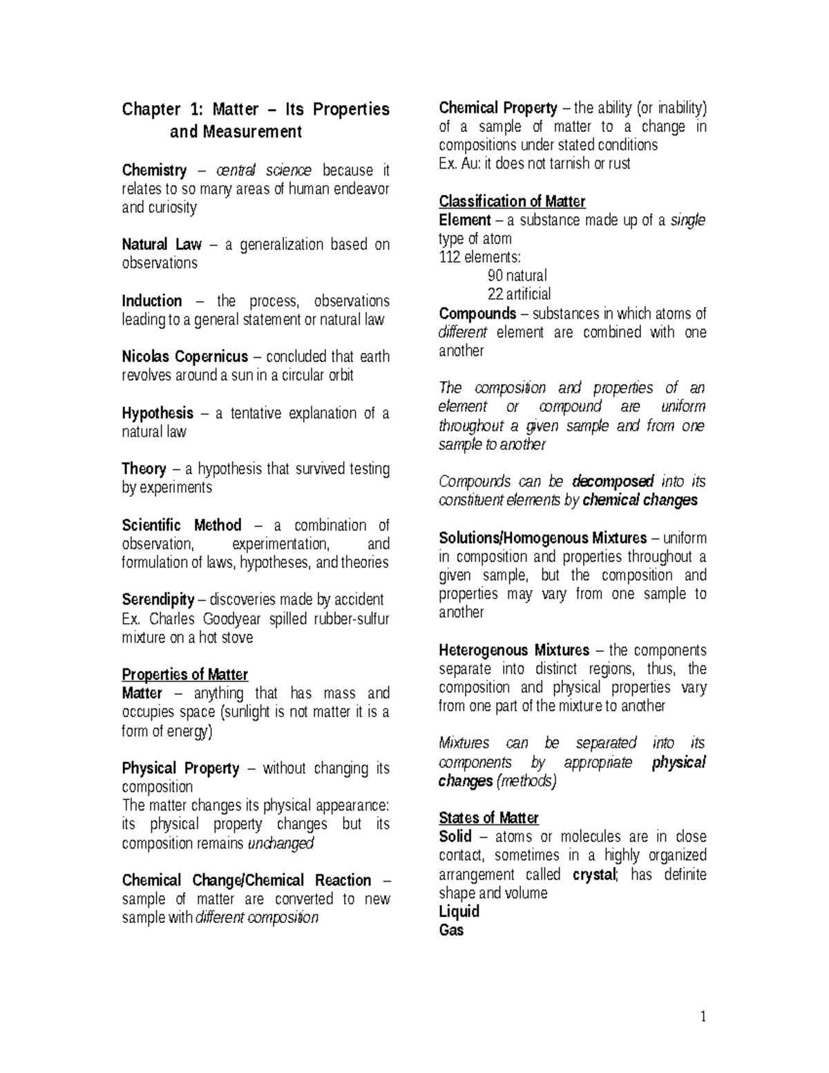 General Chemistry Reviewer: Key Concepts and Principles (CHEM 101 ...