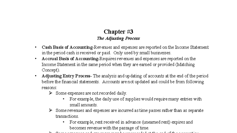 Adjusting Entries & Depreciation: Chapter 3 Practice Problems Review ...