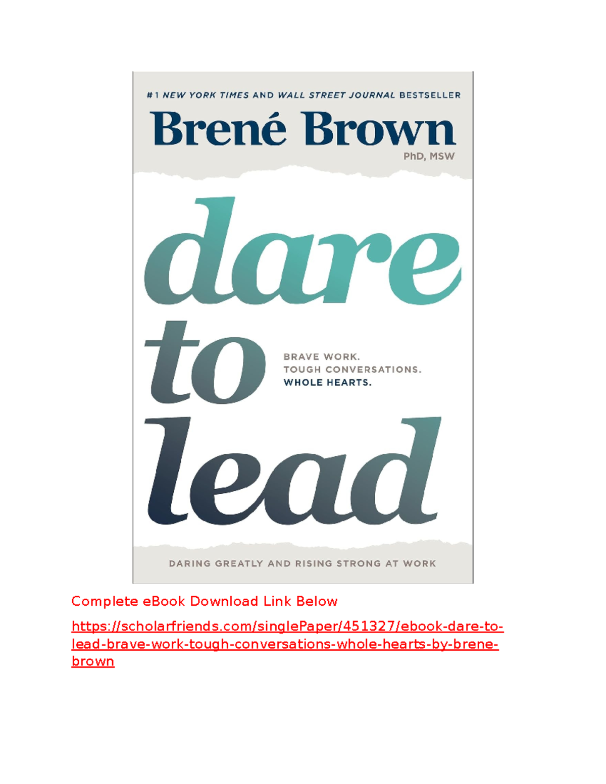 E Book Dare to Lead Brave Work. Tough Conversations. Whole Hearts by ...