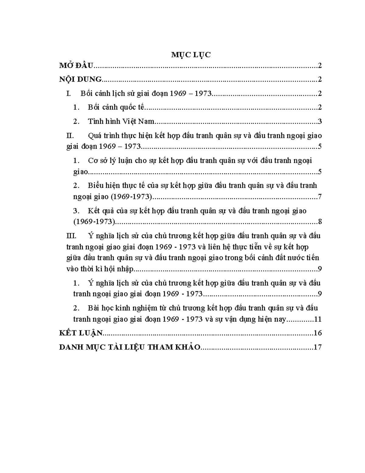 BTN-LTM2 - Kết Hợp Đấu Tranh Quân Sự và Ngoại Giao Giai Đoạn 1969-1973 - Studocu