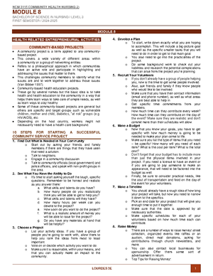 Module 2 - Community health nursing is a combination of nursing and ...